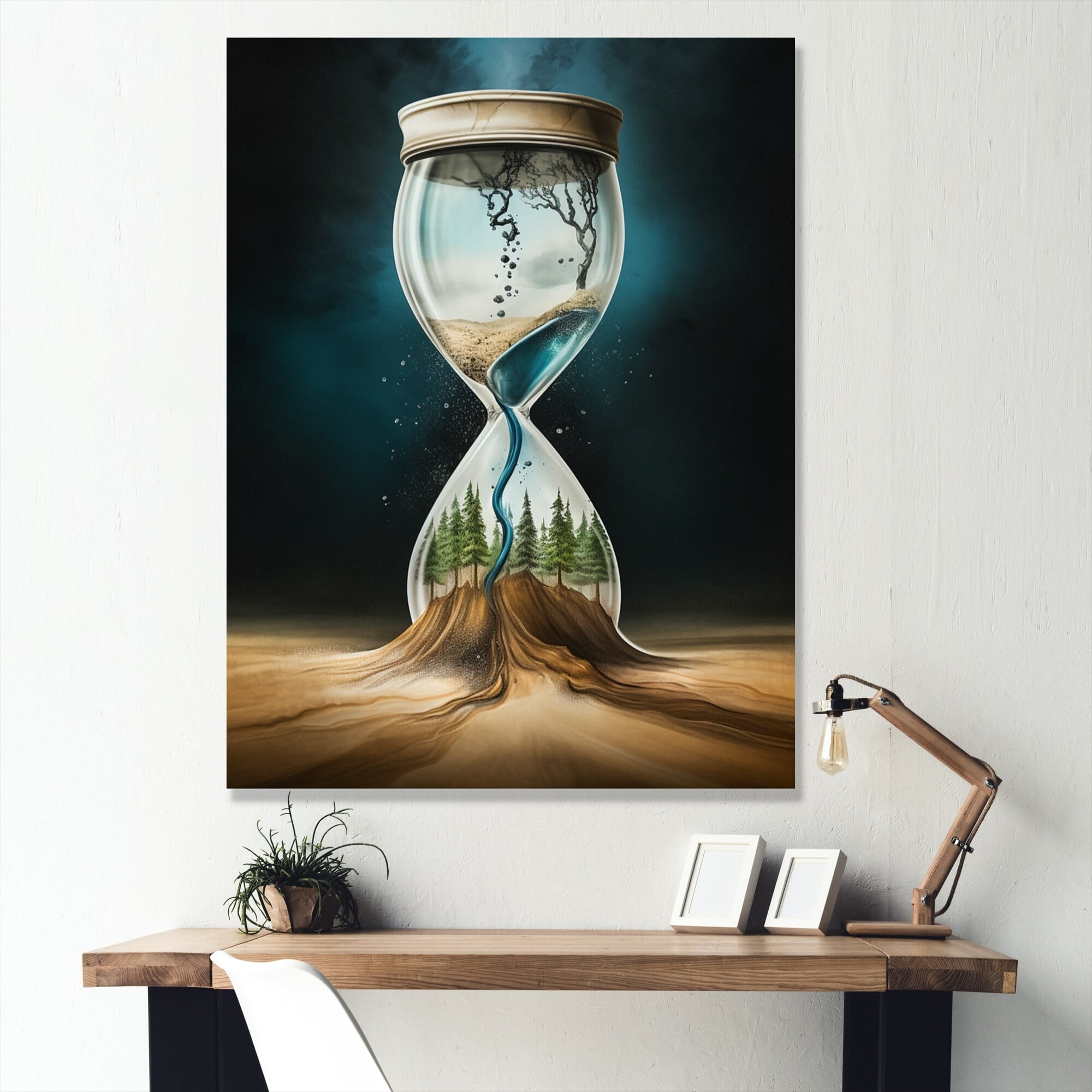 DESIGN ART Designart "Hyperealistic Hour Glass Ii" Surrealism Landscape ...