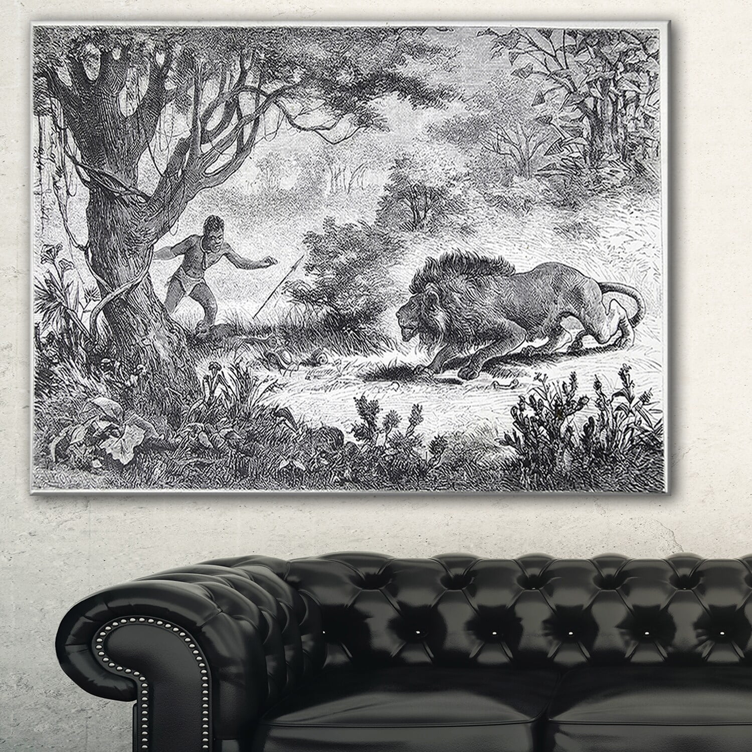 Lion Eating Man Drawing