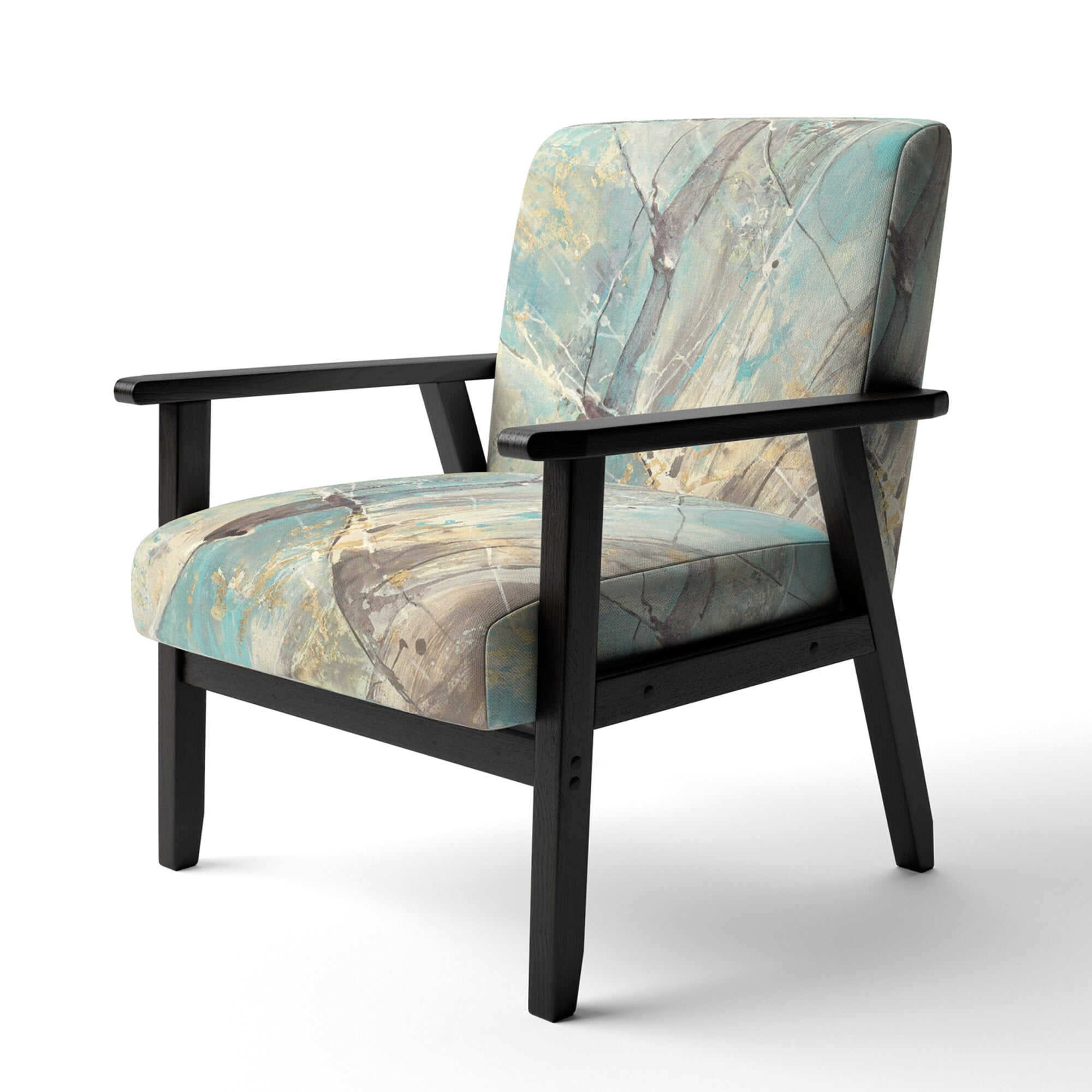 Designart "Mineral Landscape In Blue, Cream And Brown" Upholstered ...