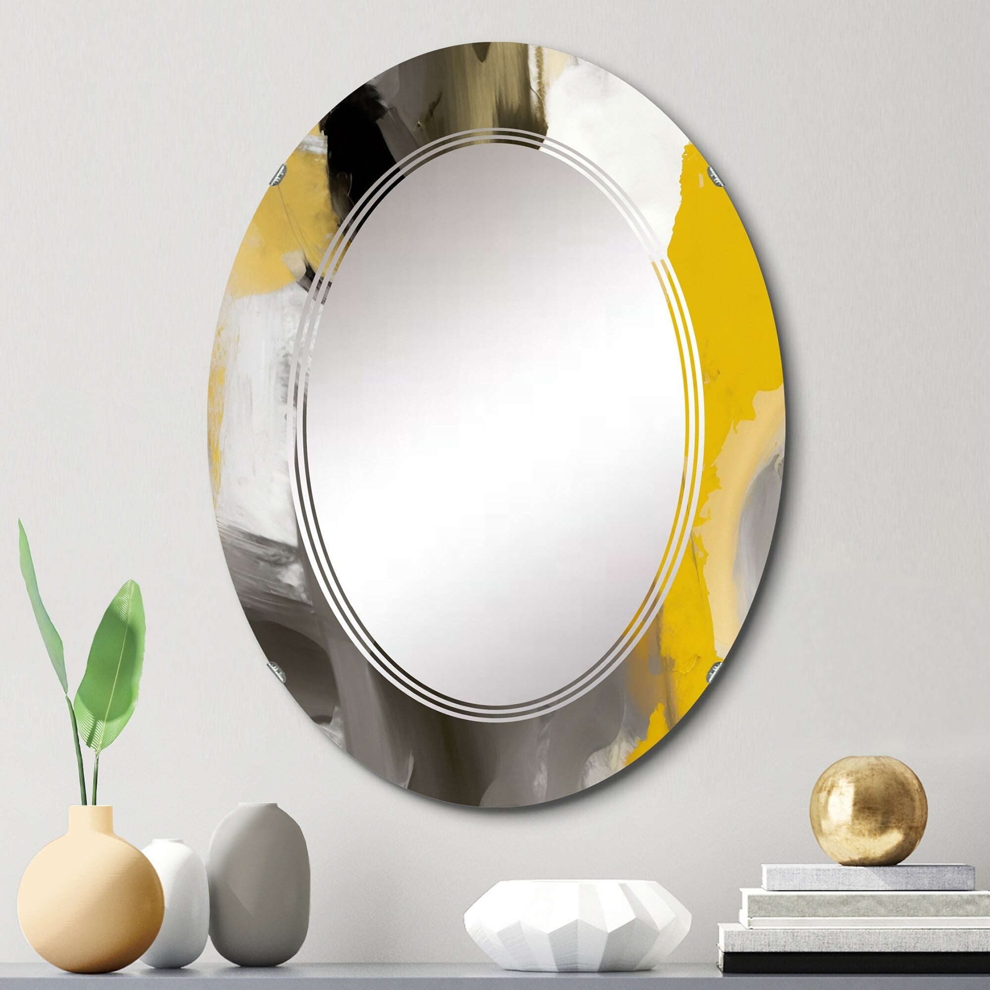 DESIGN ART Designart 'Mustard Yellow And Vivid Gray II' Printed ...