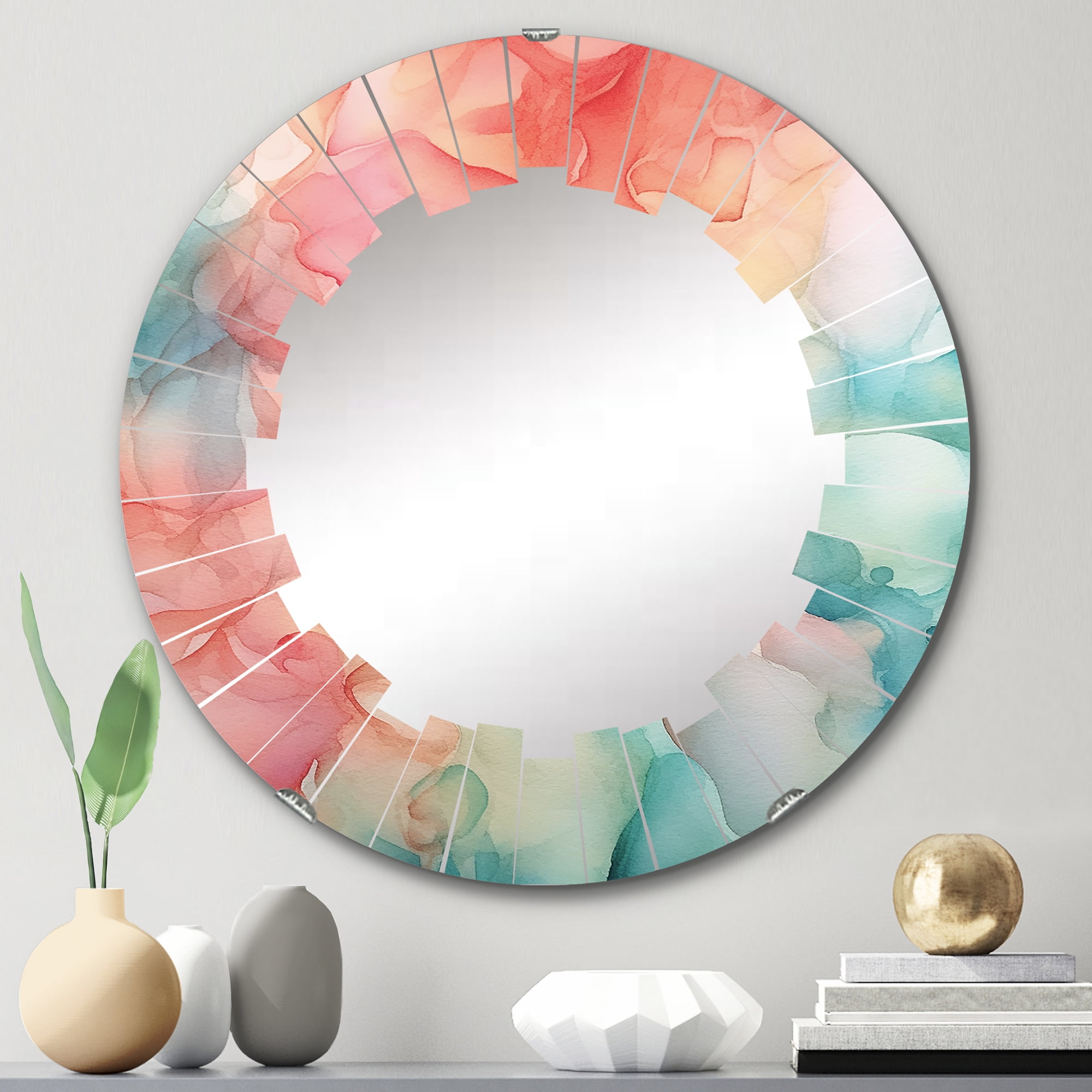 DESIGN ART Designart "Orange and Teal Enchanted Spills" Abstract Modern ...