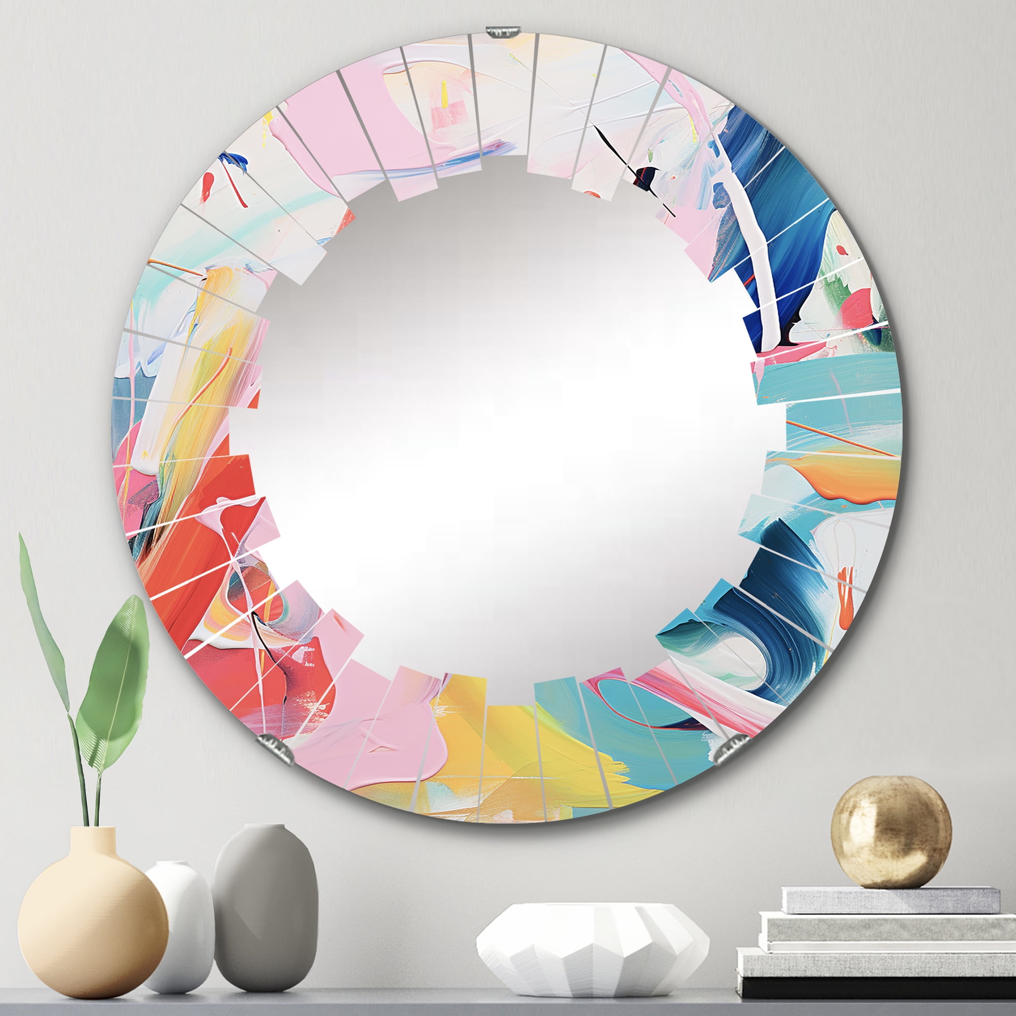 DESIGN ART Designart "Pink And Blue Rhythm And Flow I" Abstract Modern ...