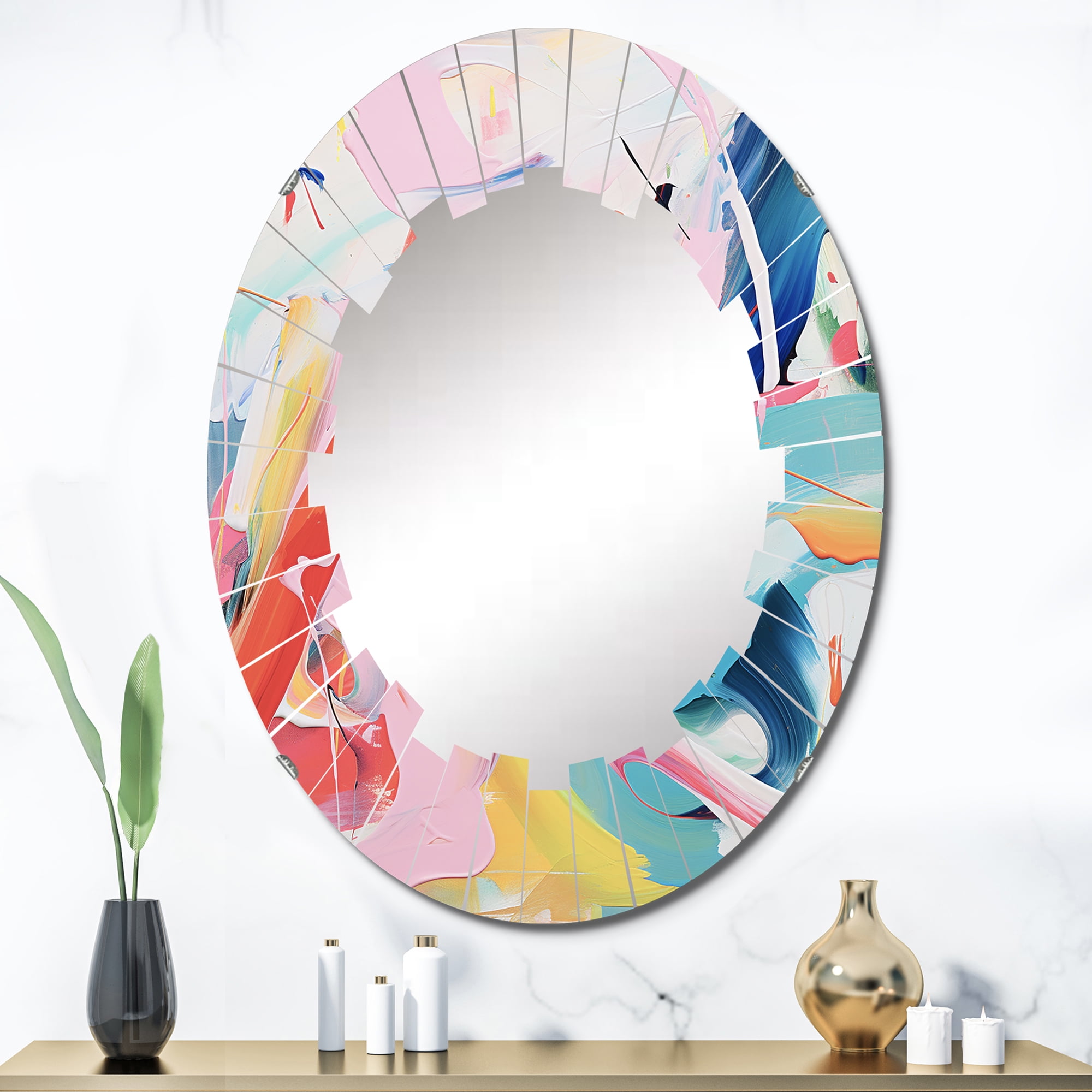 DESIGN ART Designart "Pink And Blue Rhythm And Flow I" Abstract Modern ...