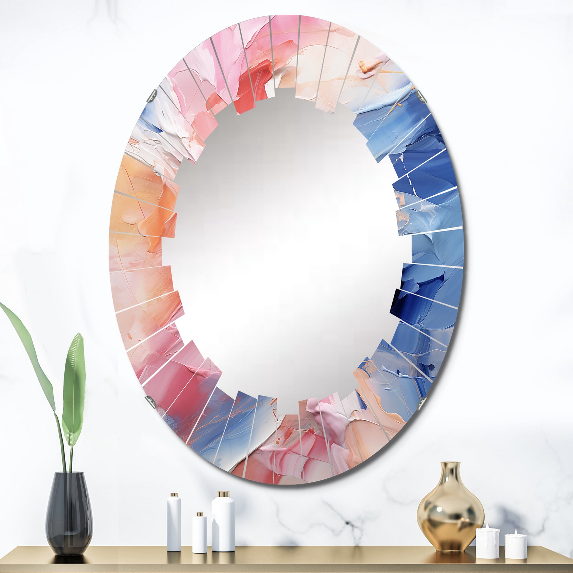 DESIGN ART Designart "Pink Blue Blossom Fusion I" Abstract Modern Wall ...