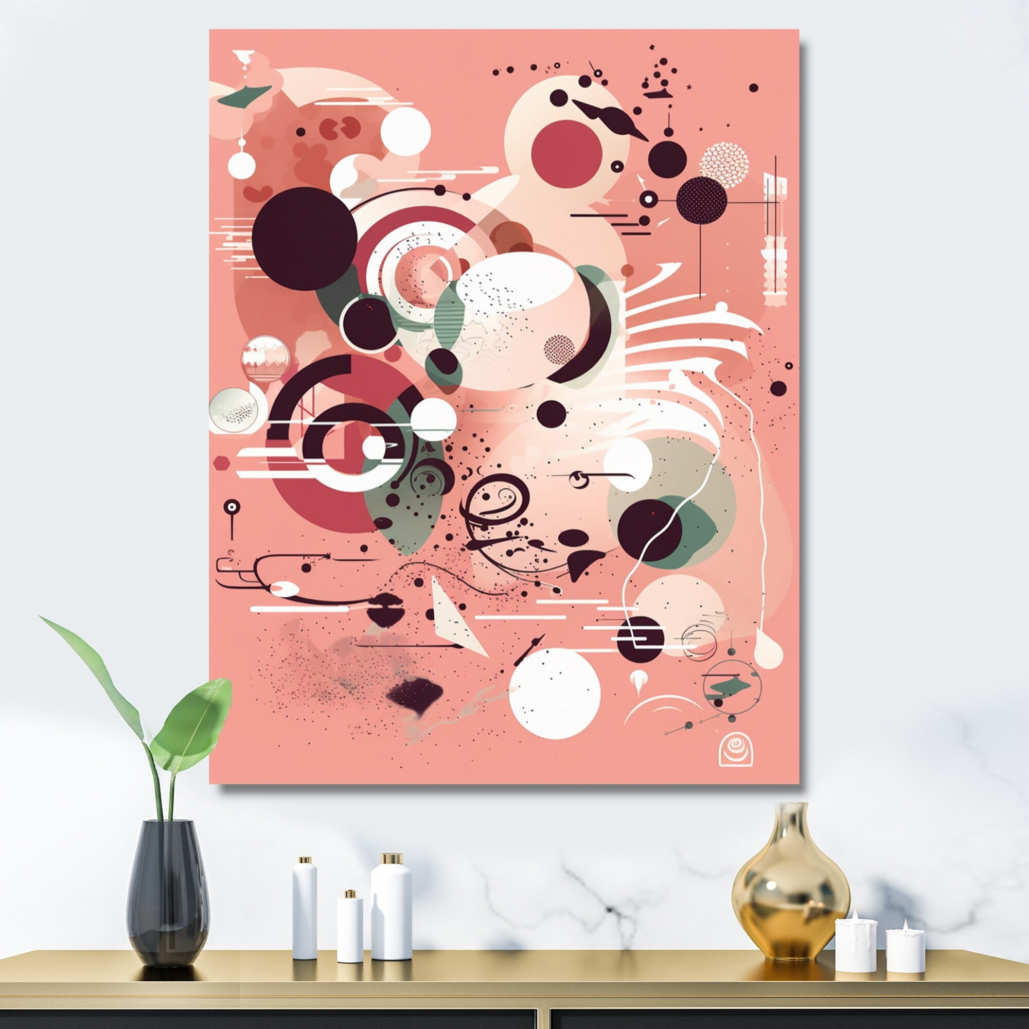 Designart "Pink Minimalism Profound Intimacy II" Minimalism Wall Decor ...
