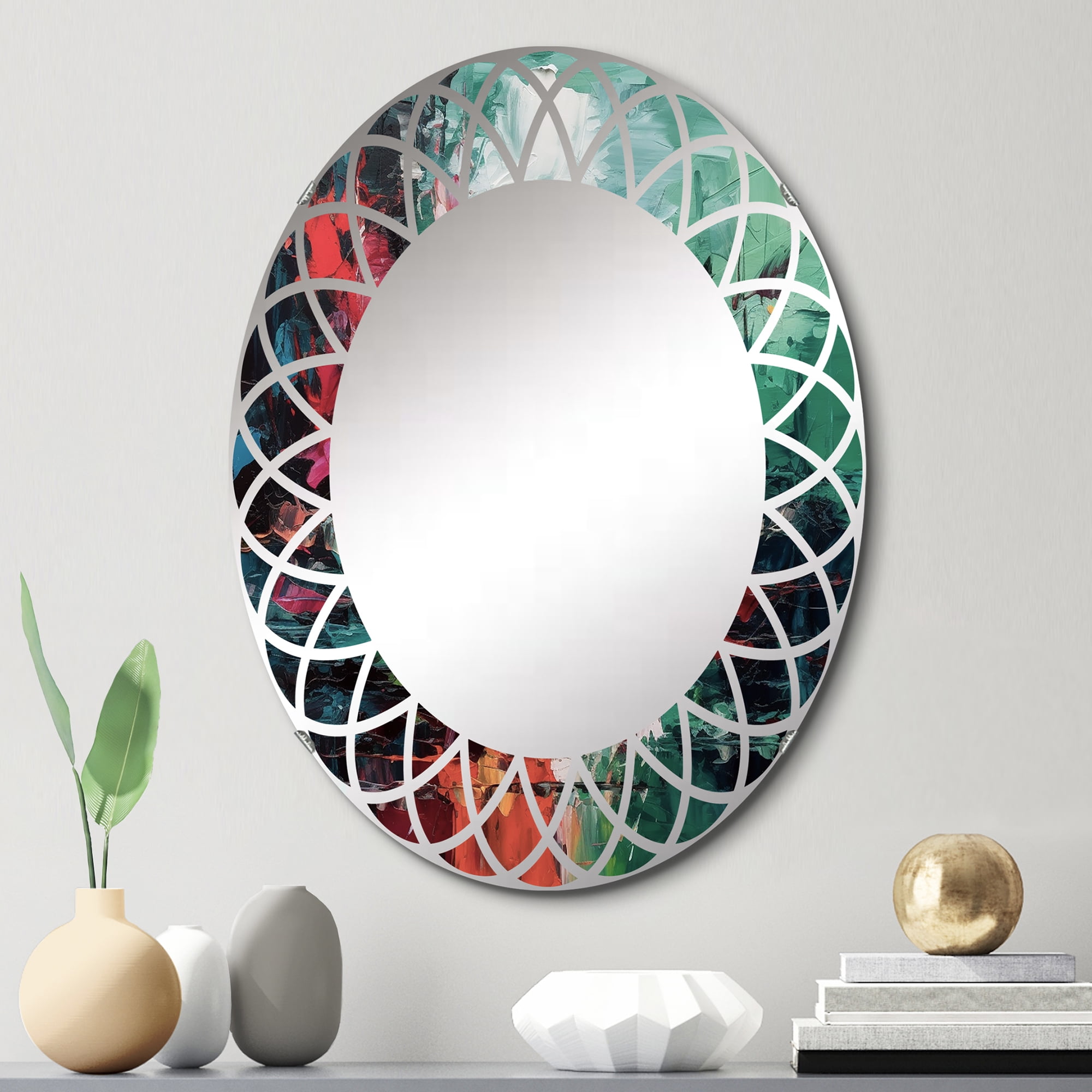 DESIGN ART Designart "Red and Green Textures Of The Mind I" Abstract ...