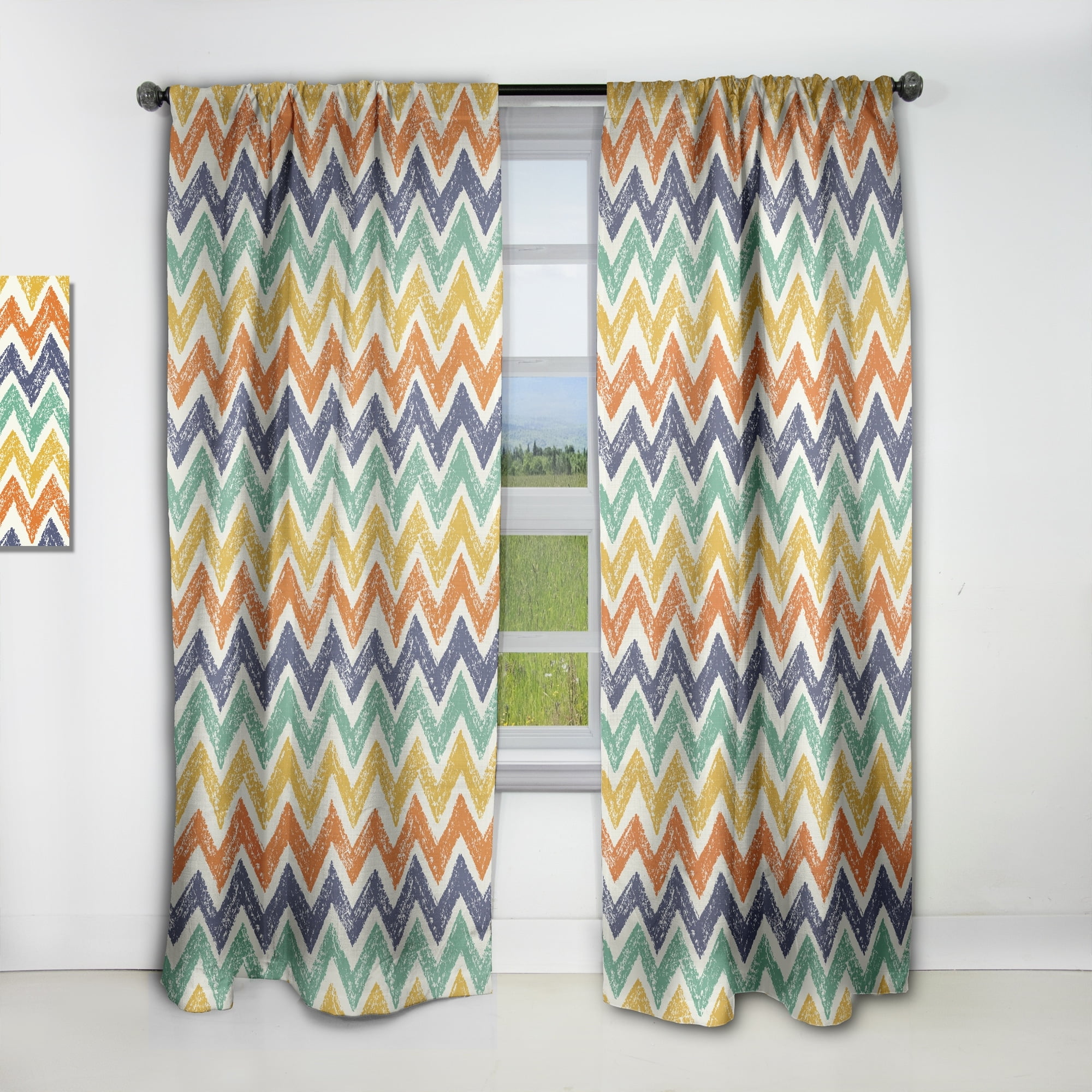 Design Art Designart Retro Chevron In Orange Blue And Yellow Mid