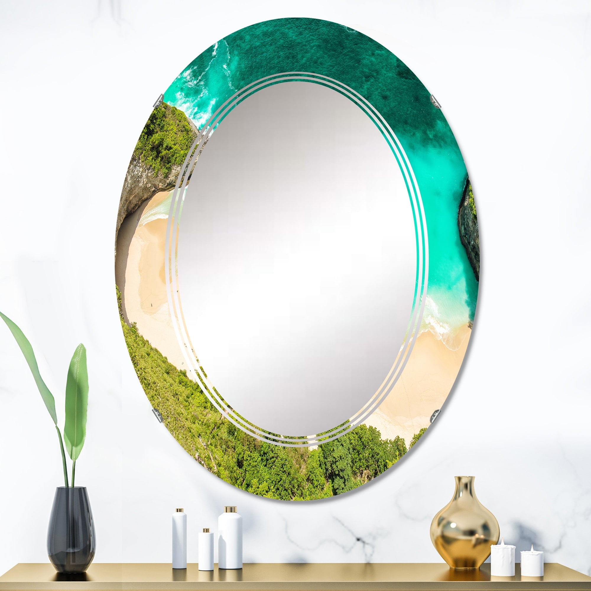 DESIGN ART Designart 'Turquoise Tropical Beach Aerial View I' Nautical ...