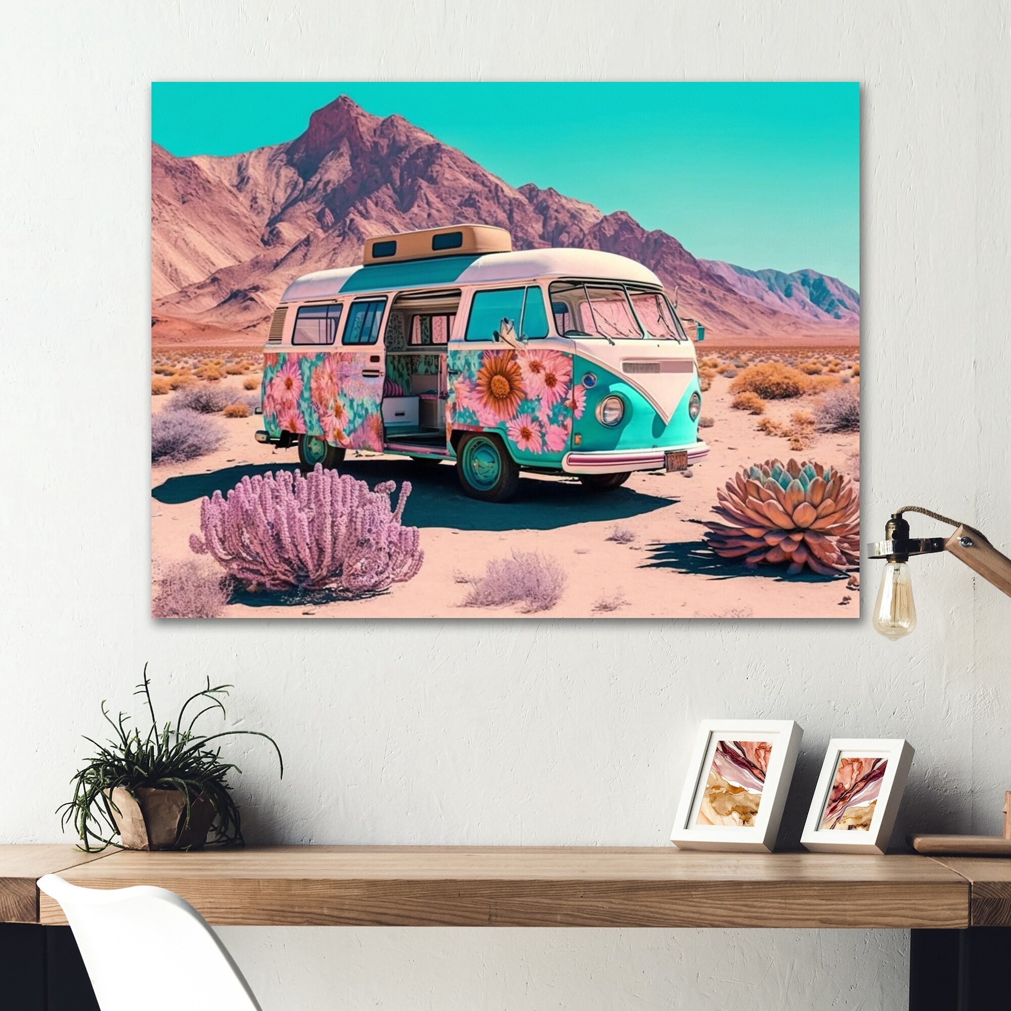 Designart "Roadside Memories Vintage Van II" Retro Car Metal Art Living ...