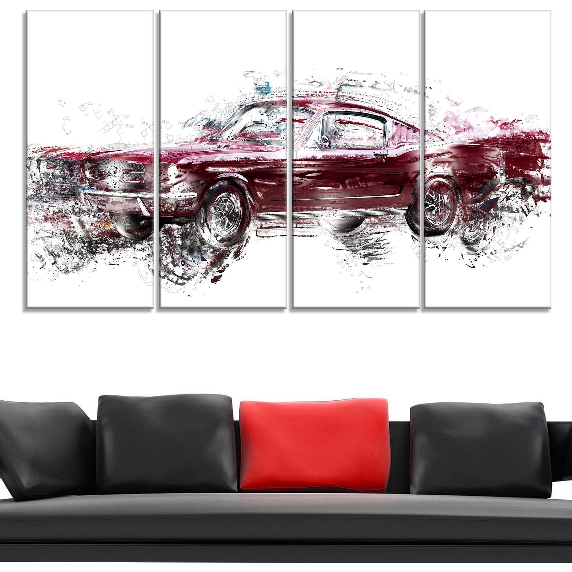 Free Shipping! Designart Wine Colored Muscle Car Canvas Art Print ...