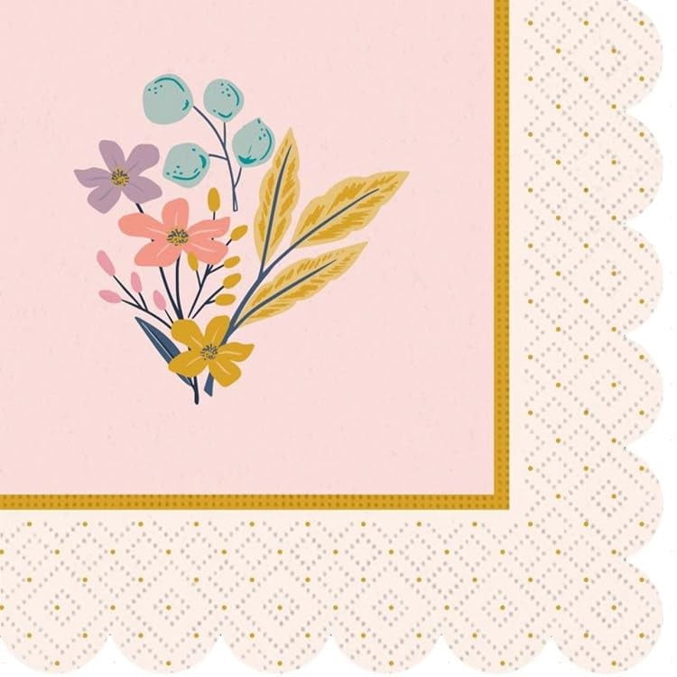 DESIGN DESIGN Time To Bloom Beverage Shaped Napkin, Party Supplies ...