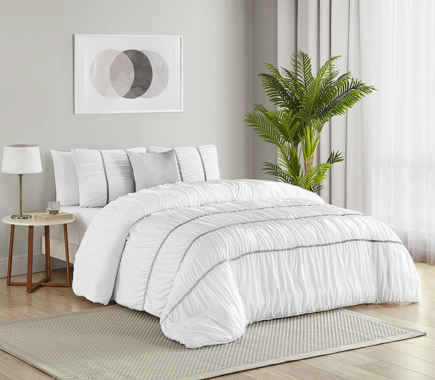 DESIGN STUDIO Garment Wash Cable Braid White 4-Piece Comforter Bedding ...