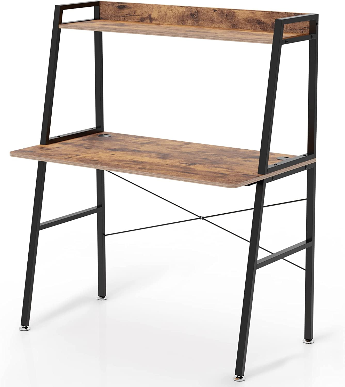 DESIGNA 48 Inch Ladder Desk with Storage Shelves, 2-Tier Home Office ...