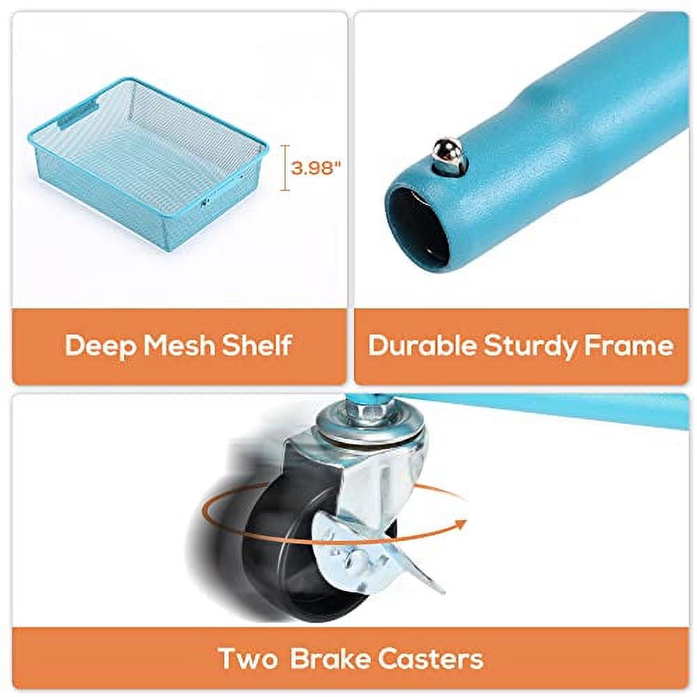 DESIGNA Metal Utility Cart, 3 Tier Mesh Rolling Storage Cart with ...