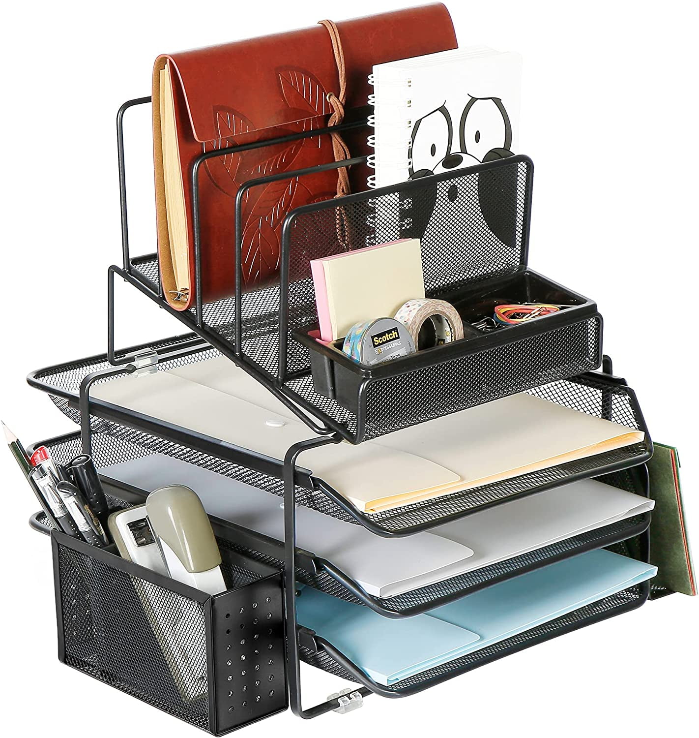 DESIGNA Stackable Mesh Desk Organizer with 3 Sliding Letter Tray ...
