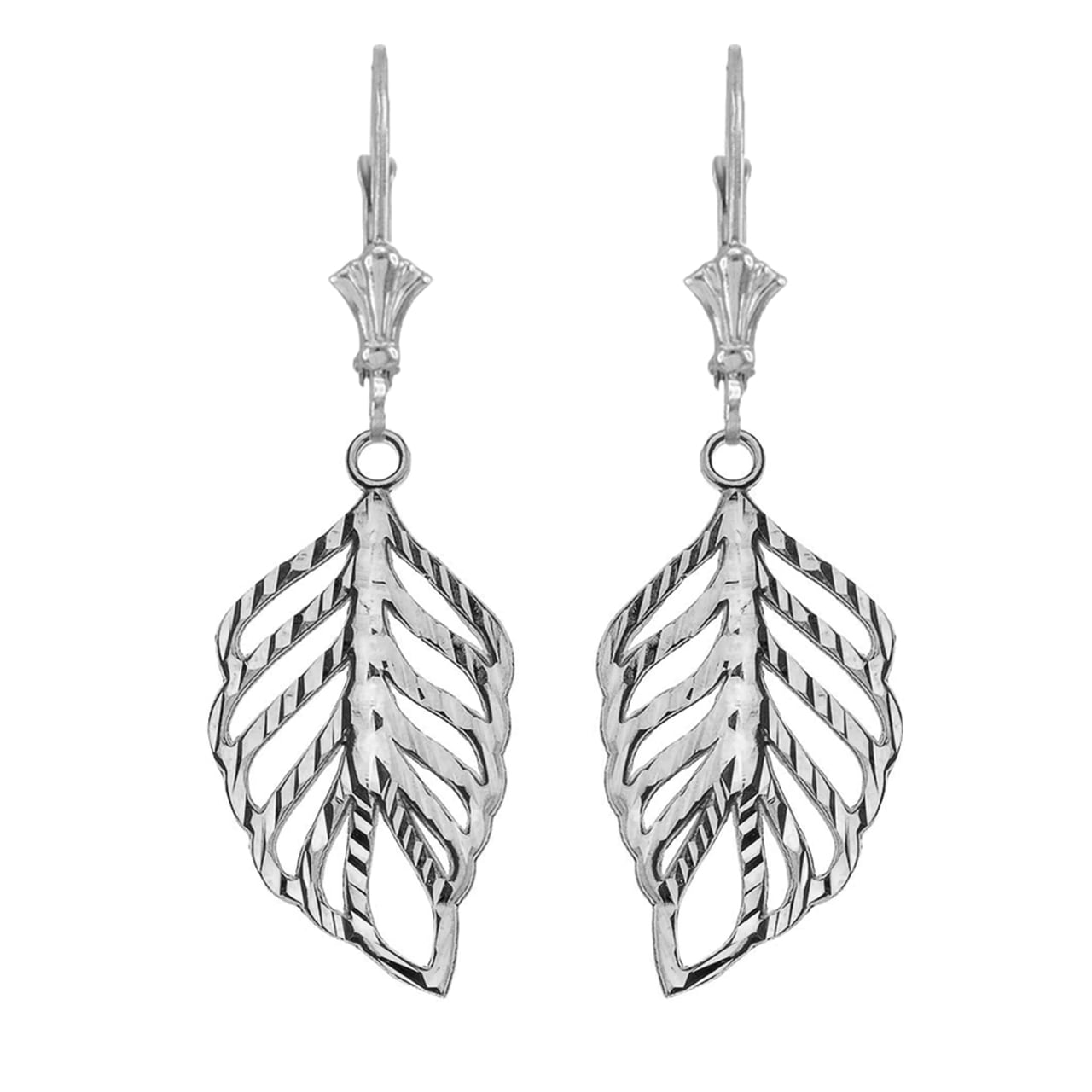 DESIGNER SPARKLE CUT LEAF EARRINGS IN WHITE GOLD : 14K - Walmart.com