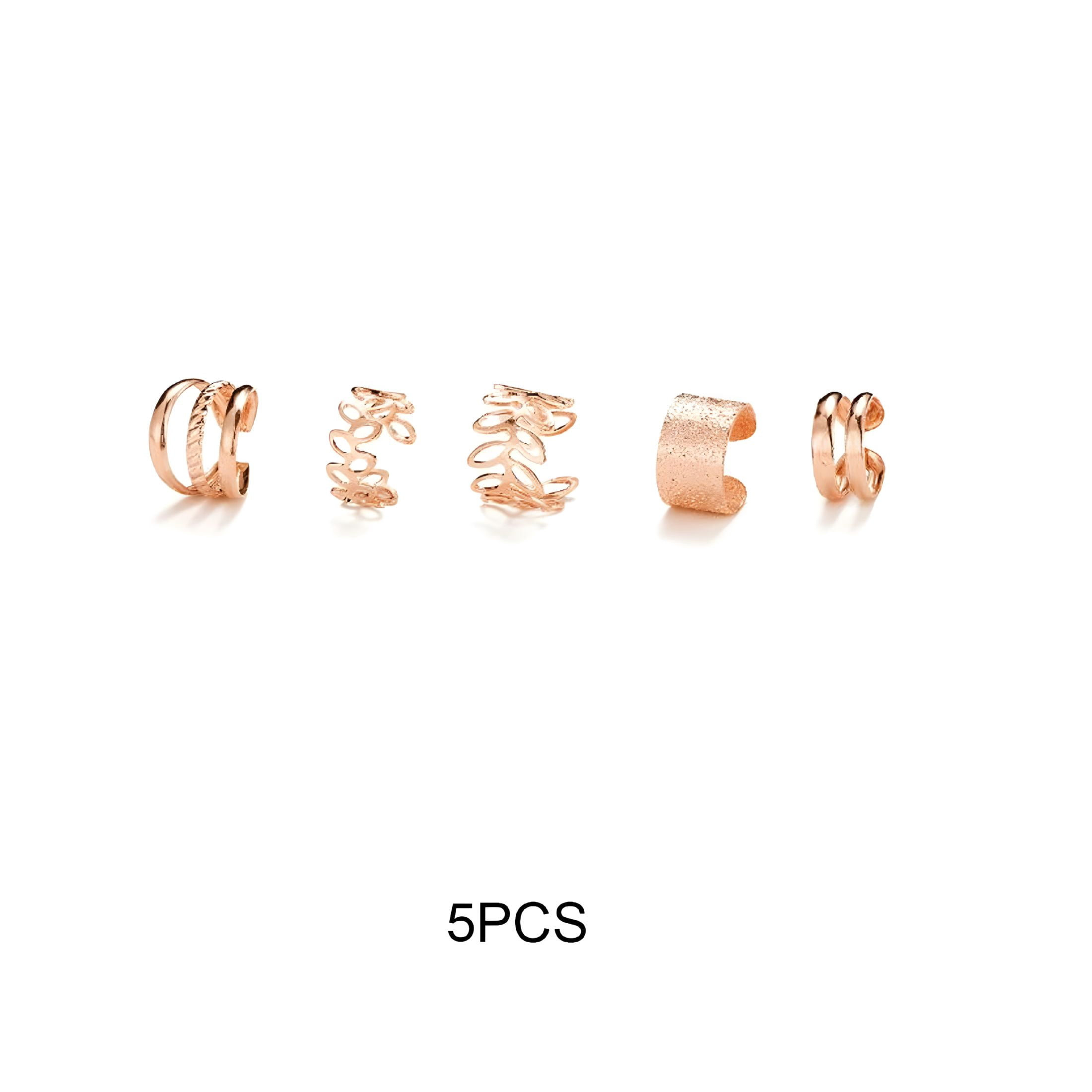 DESIGNICE 10 Pcs Leaves Clip Earrings for Women Rose Gold Color ...