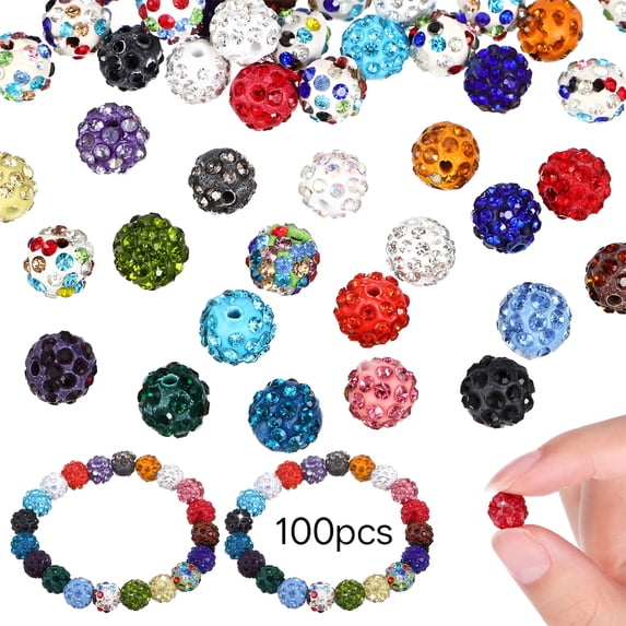 DESIGNICE 100Pcs Rhinestone Beads Bracelet Beads Loose Beads Jewelry ...