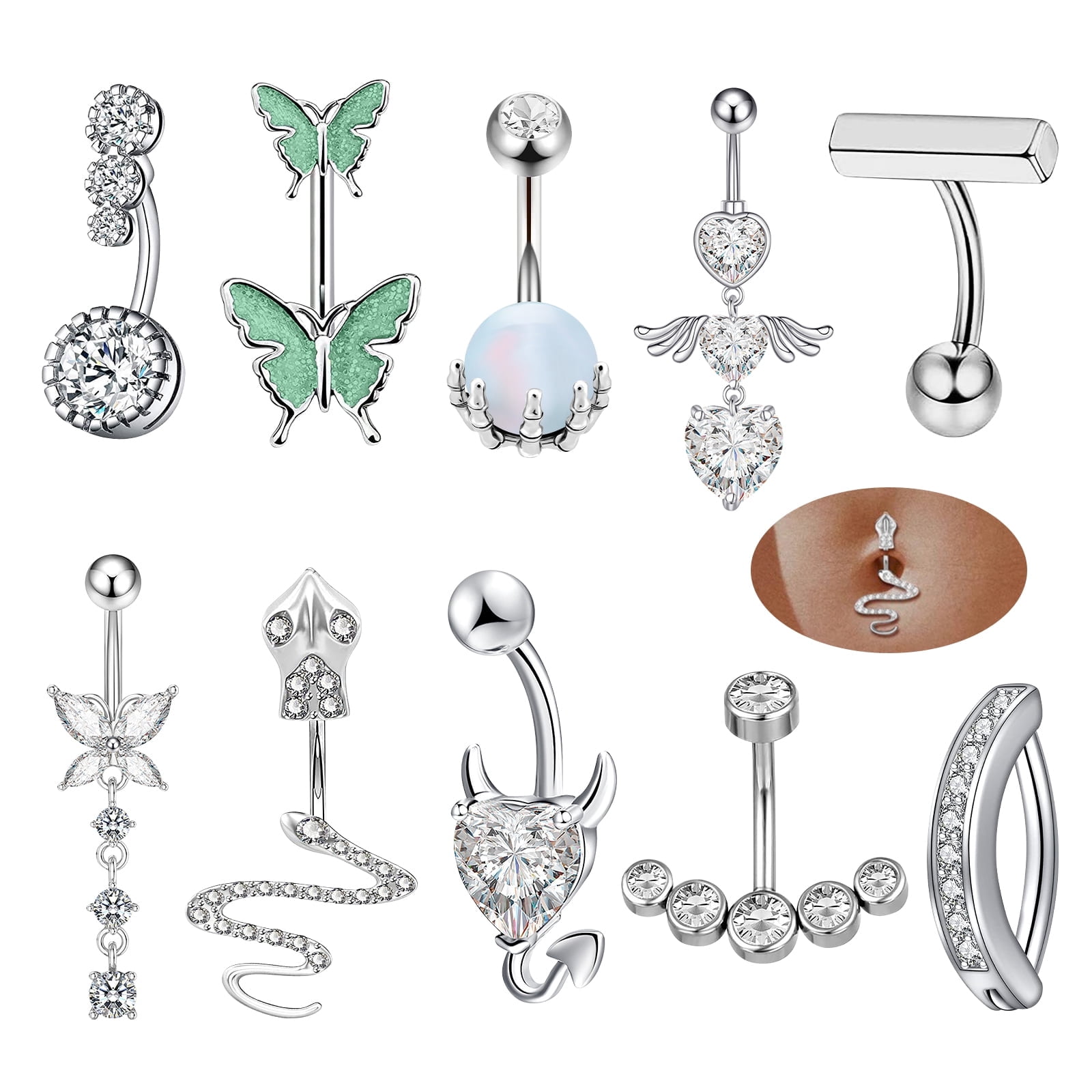 DESIGNICE 10Pcs Belly Rings,Trendy and Unique Design Belly Button Ring ...