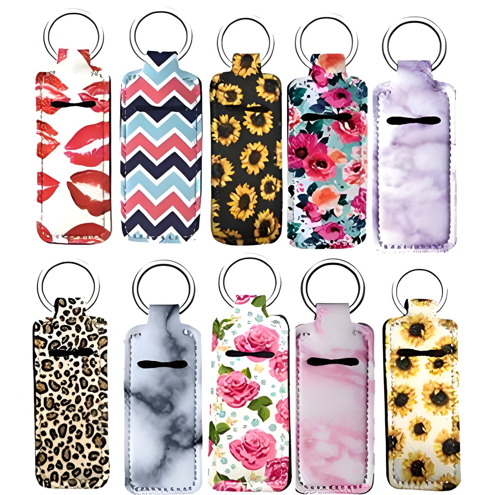 DESIGNICE 10Pcs Chapstick Holder Key Chain,Neoprene Material Chapstick ...