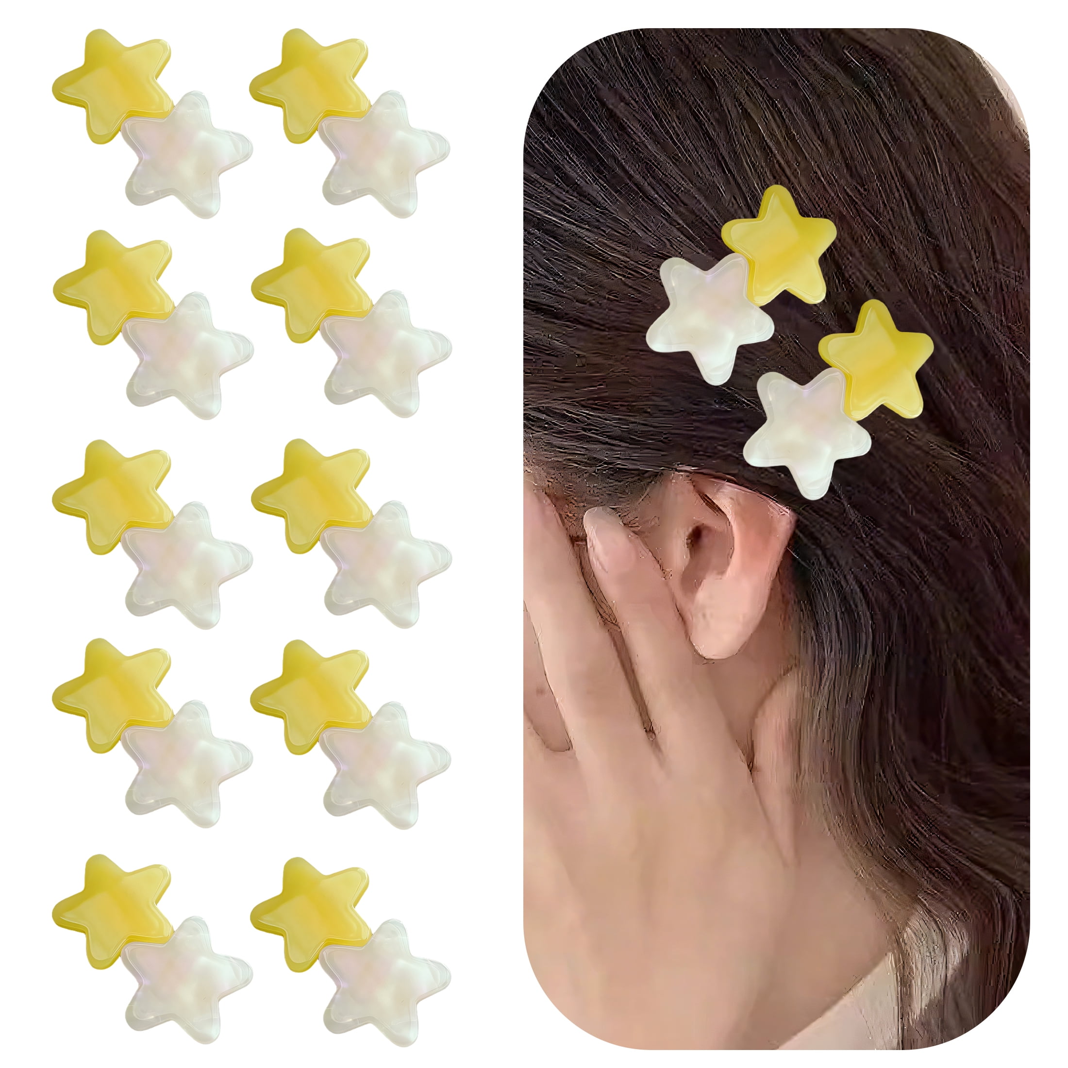 DESIGNICE 10Pcs Stars Hair Clips,Glossy Finish Cute Hair Clips,Eye ...