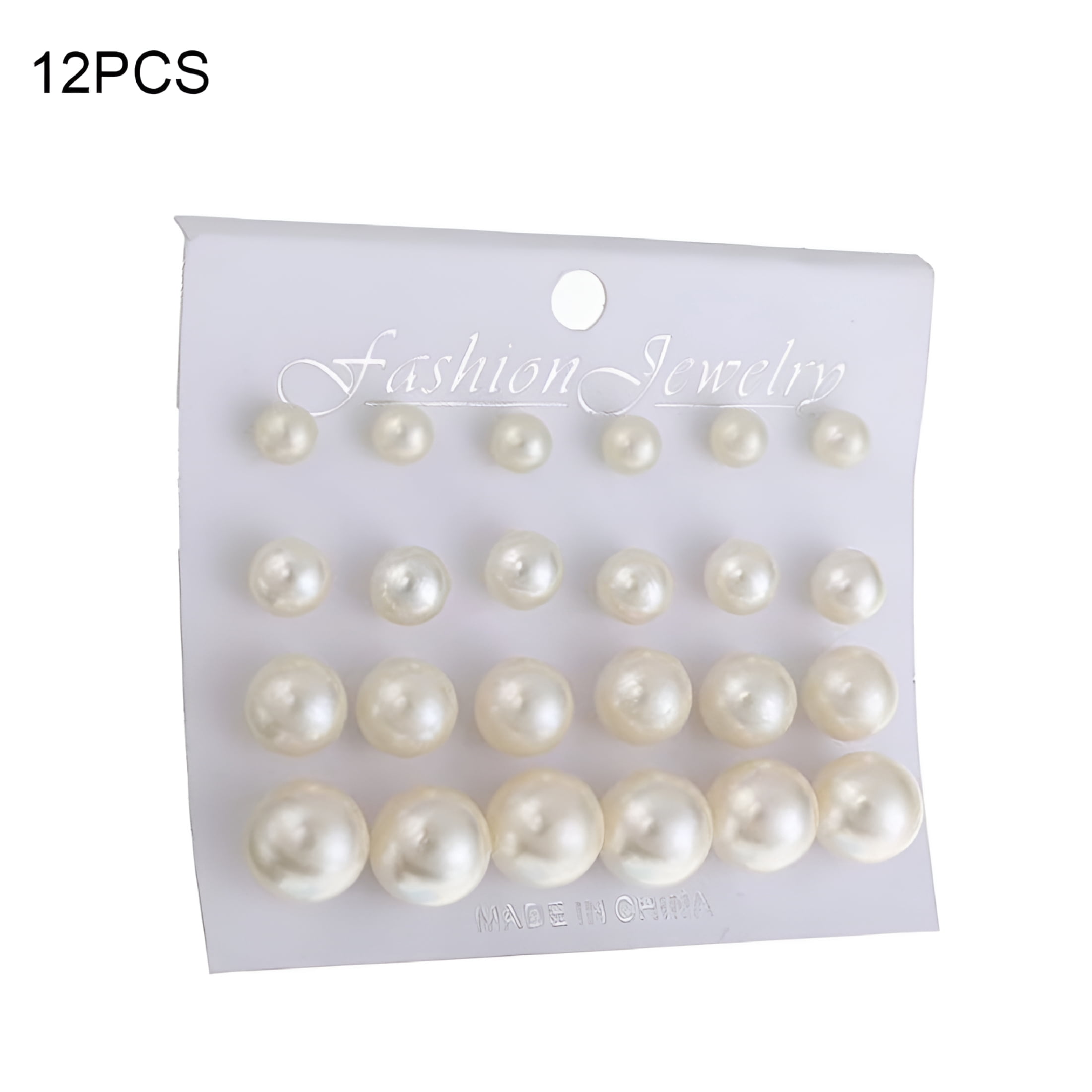 DESIGNICE 12 Pairs Shiny Round Imitation Pearl Earrings Alloy Stud ...