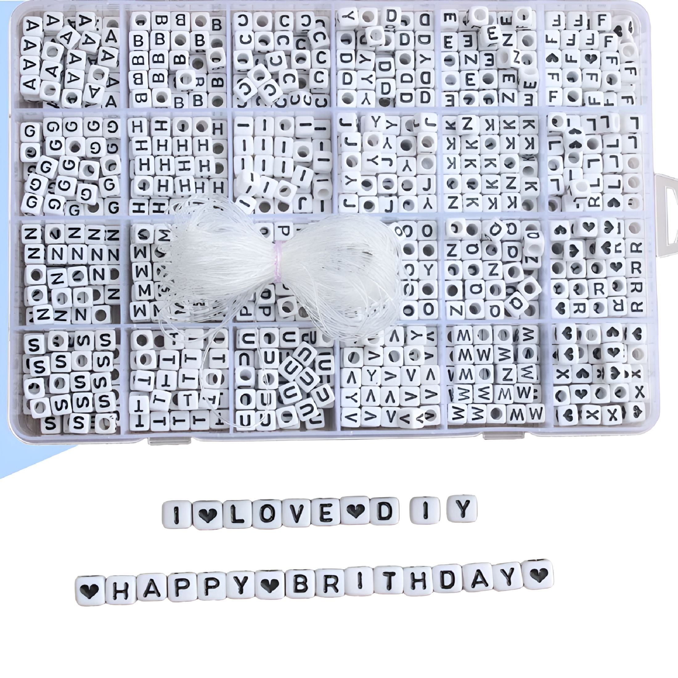 DESIGNICE 1200PCS 6mm Square Acrylic Alphabet Beads Big Hole Letter ...