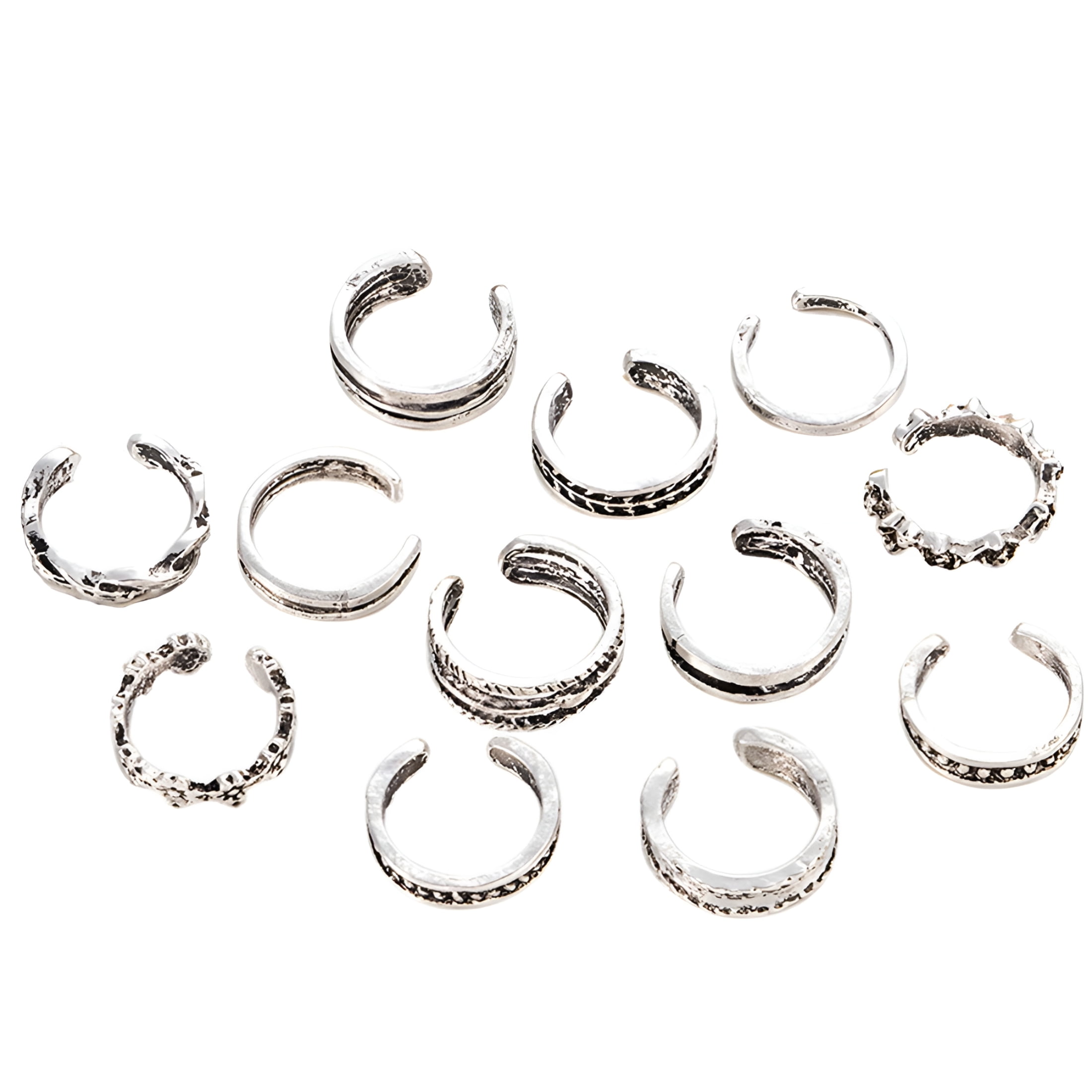 DESIGNICE 12pcs Fashion Simple Retro Carved Adjustable Toe Ring Foot ...