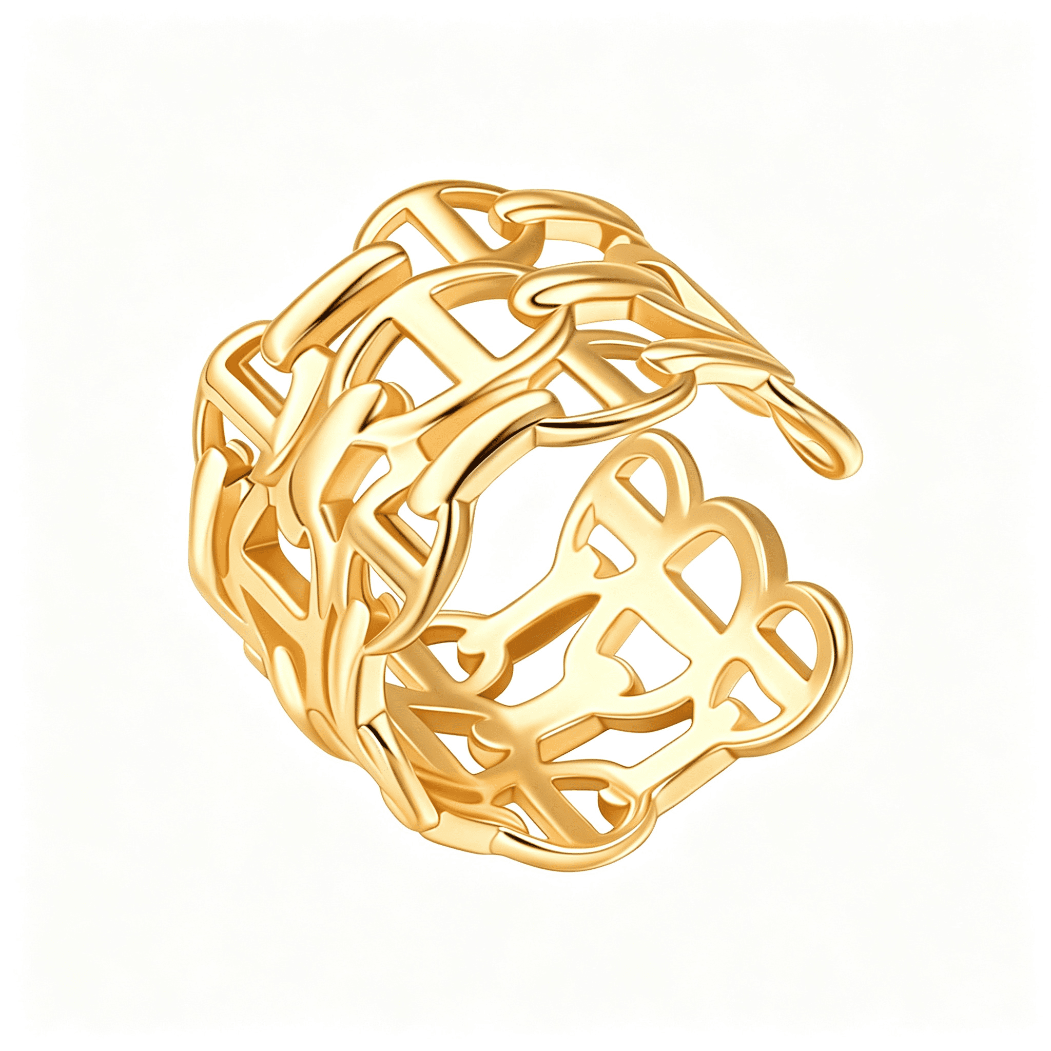 DESIGNICE 18K Gold Plated Chunky Open Band Rings for Women Adjustable ...