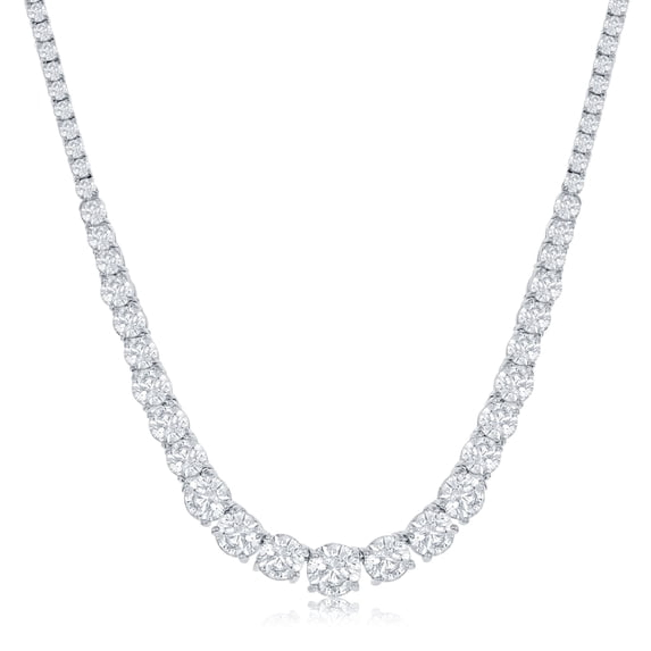 DESIGNICE 18K White Gold Plated Pendant Necklace with Simulated Diamond ...