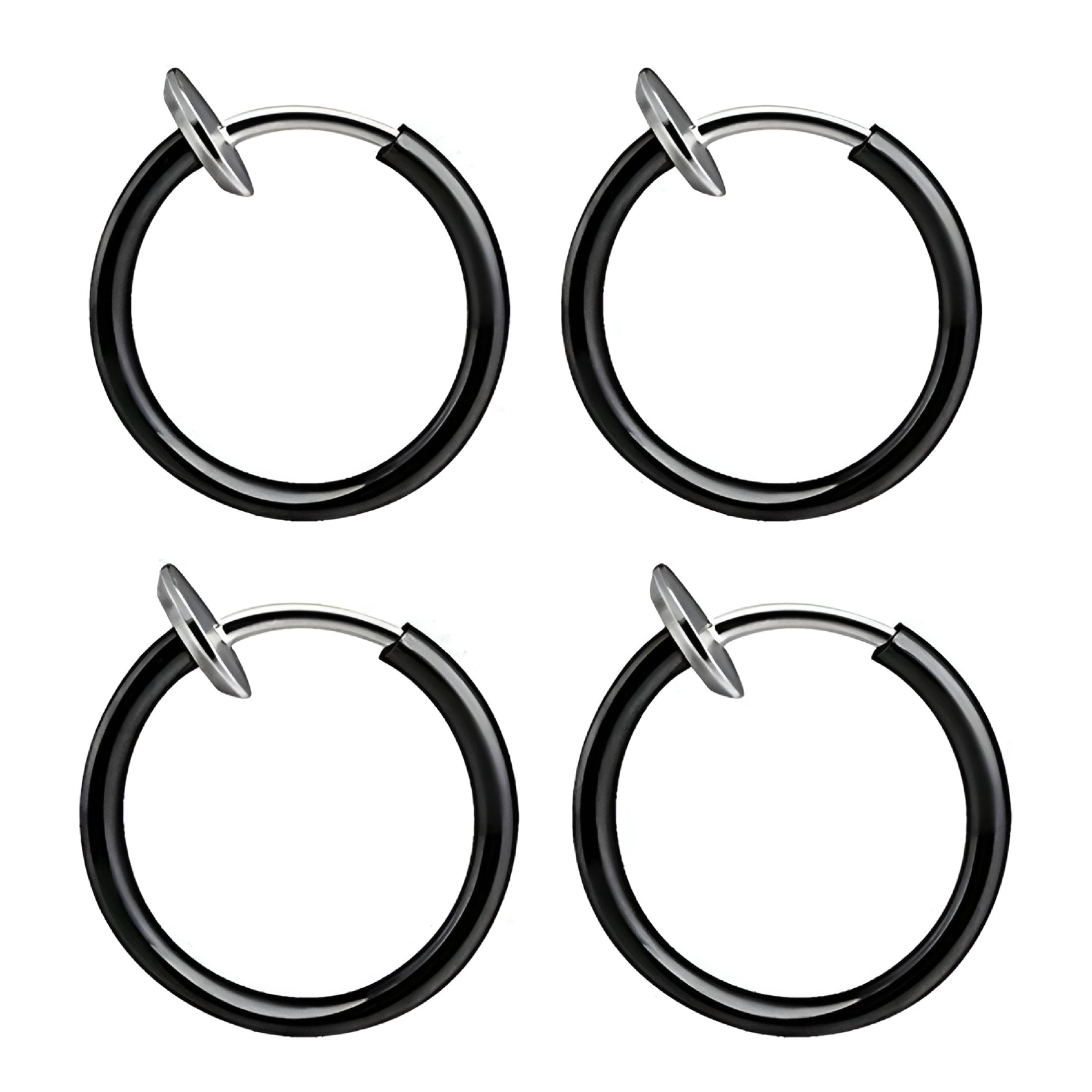 DESIGNICE 2 Pairs Titanium Steel Clip on Earrings Earrings for Men ...