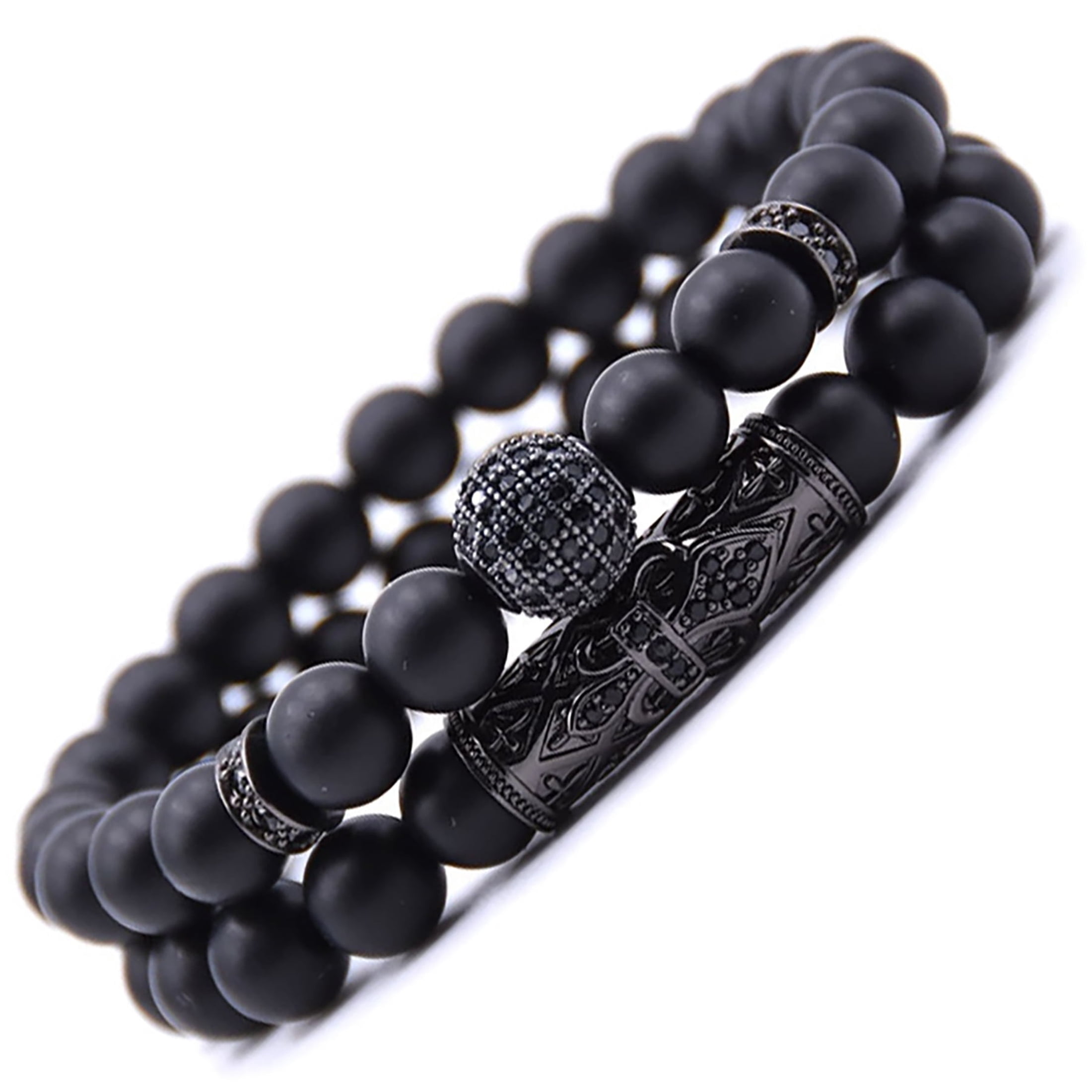DESIGNICE 2 Pcs 8Mm Black Matte Beads Obsidian Black Onyx Stone ...