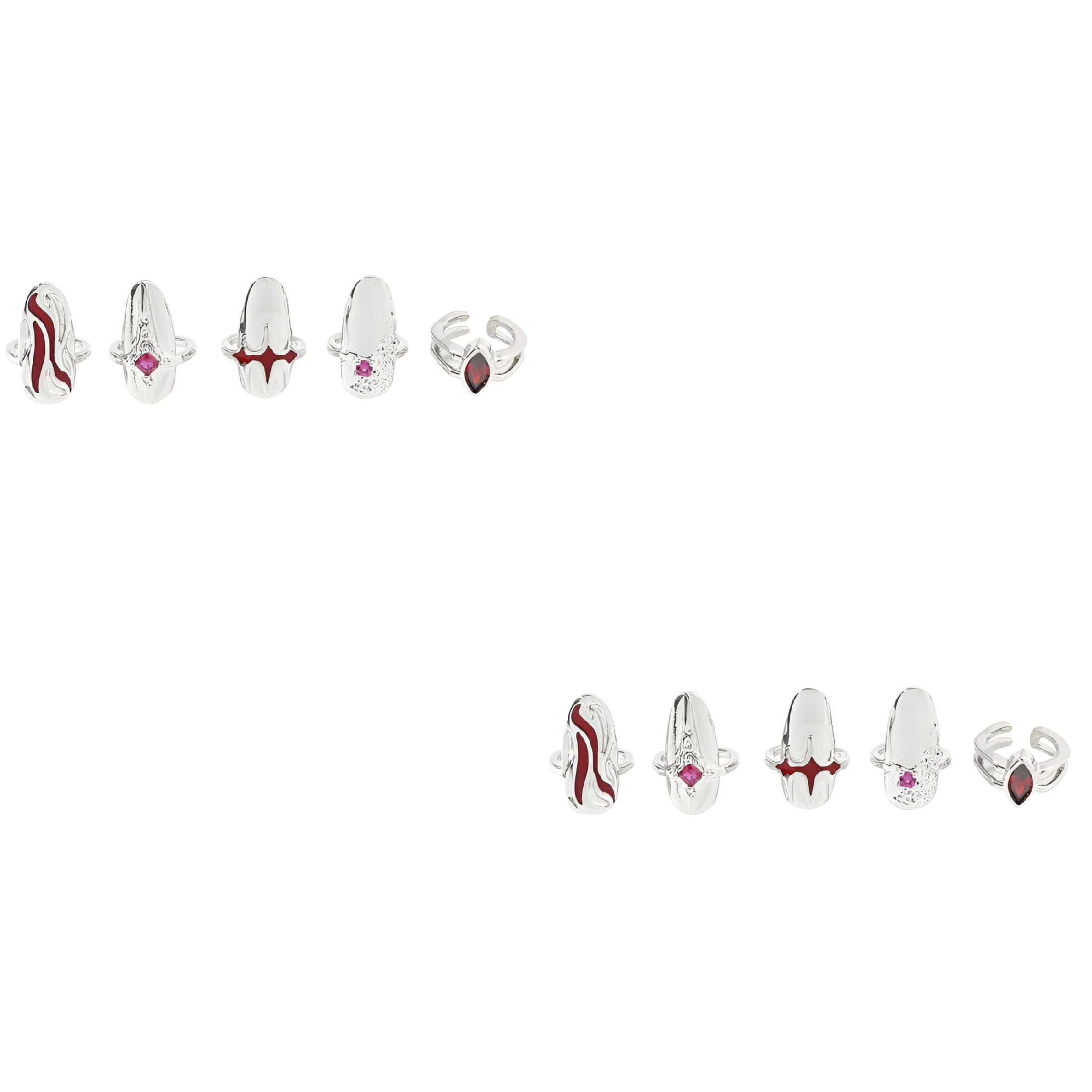 DESIGNICE 2 Sets Nail Ring Fingernails Ring Nail Tip Ring Fashion Nail Jewelry Finger Decor ...