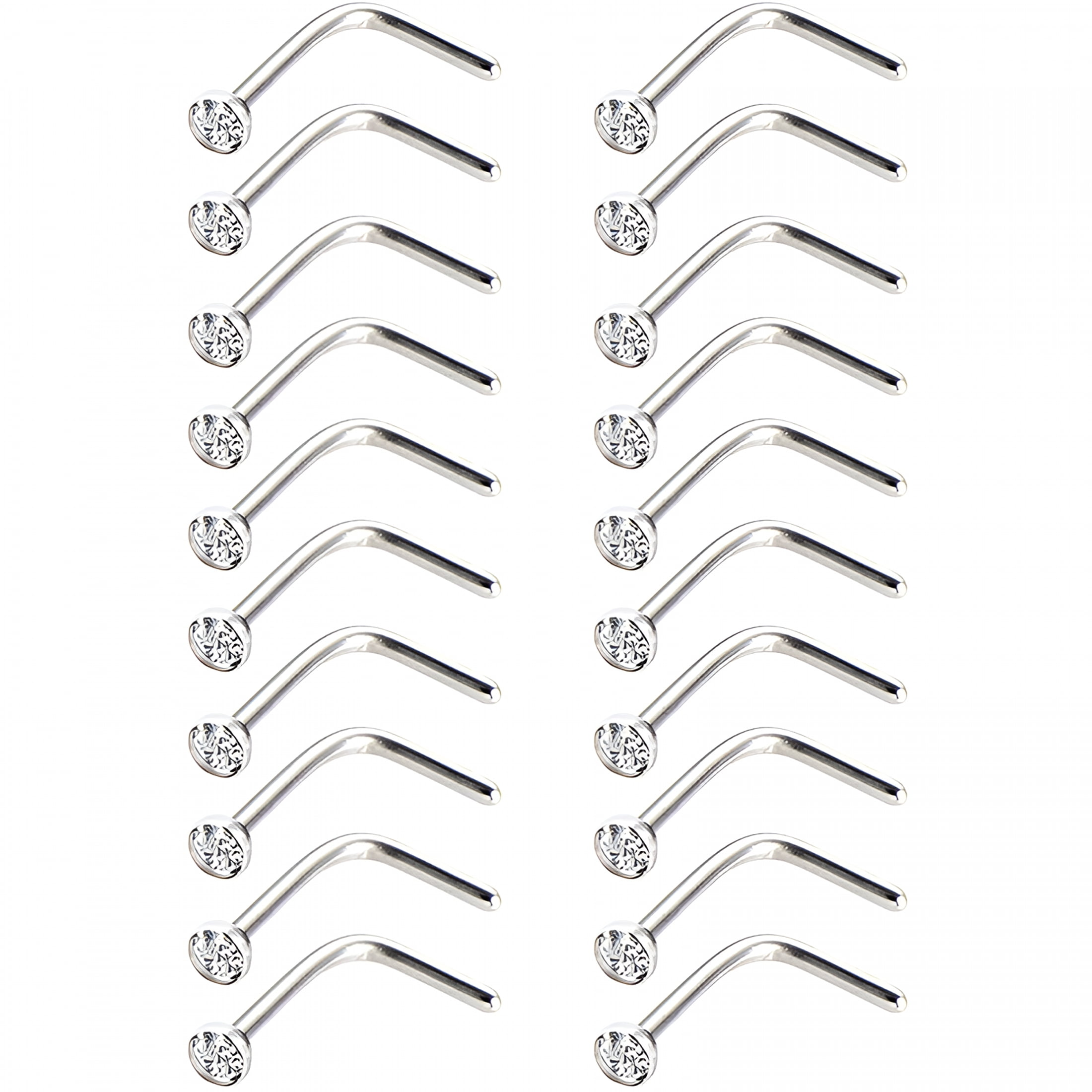 DESIGNICE 20 Pieces Nose Stud, Flat Back Nose Stud, Stainless Steel ...