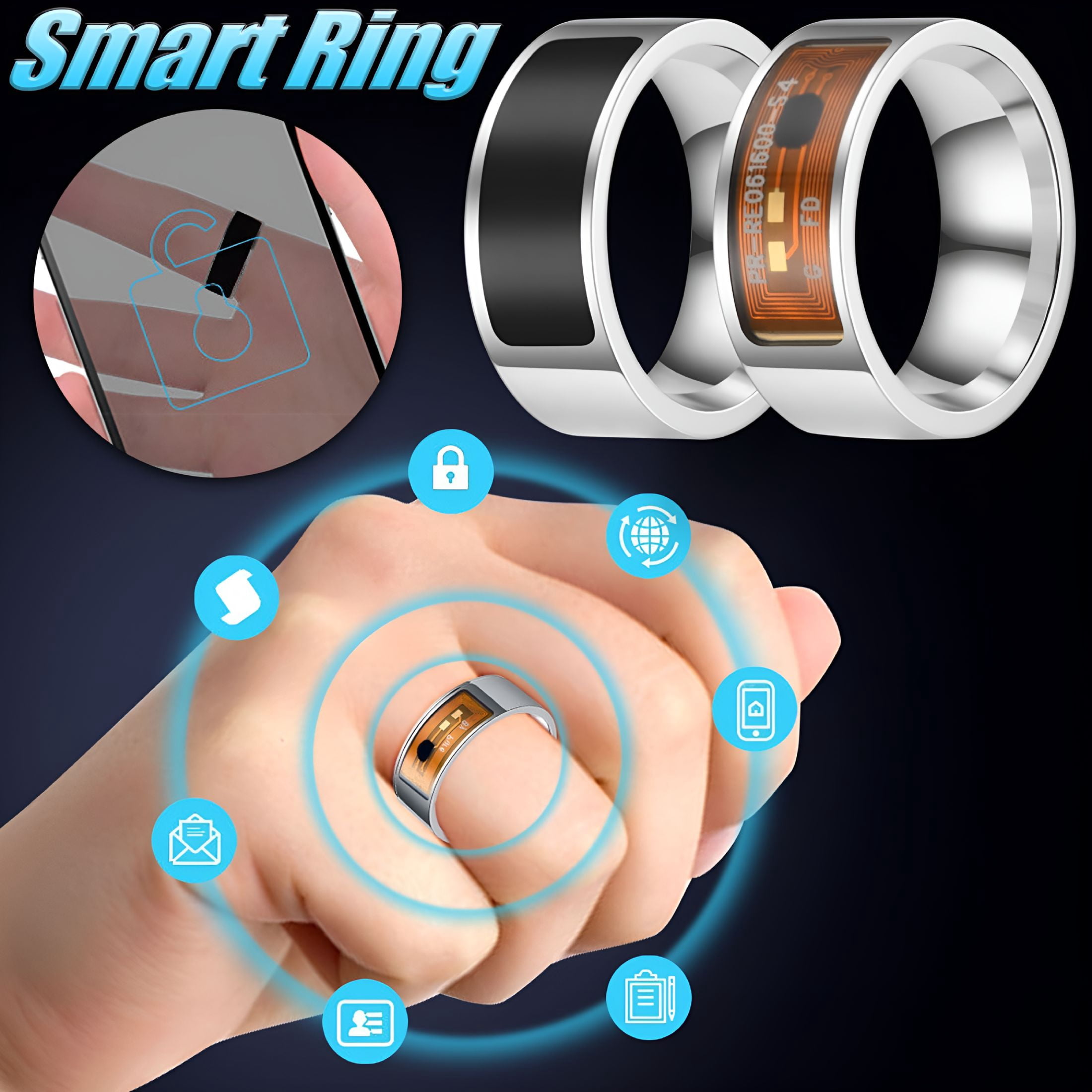 DESIGNICE 2024 New Rings for Women NFC Mobile Phone Smart Stainless ...