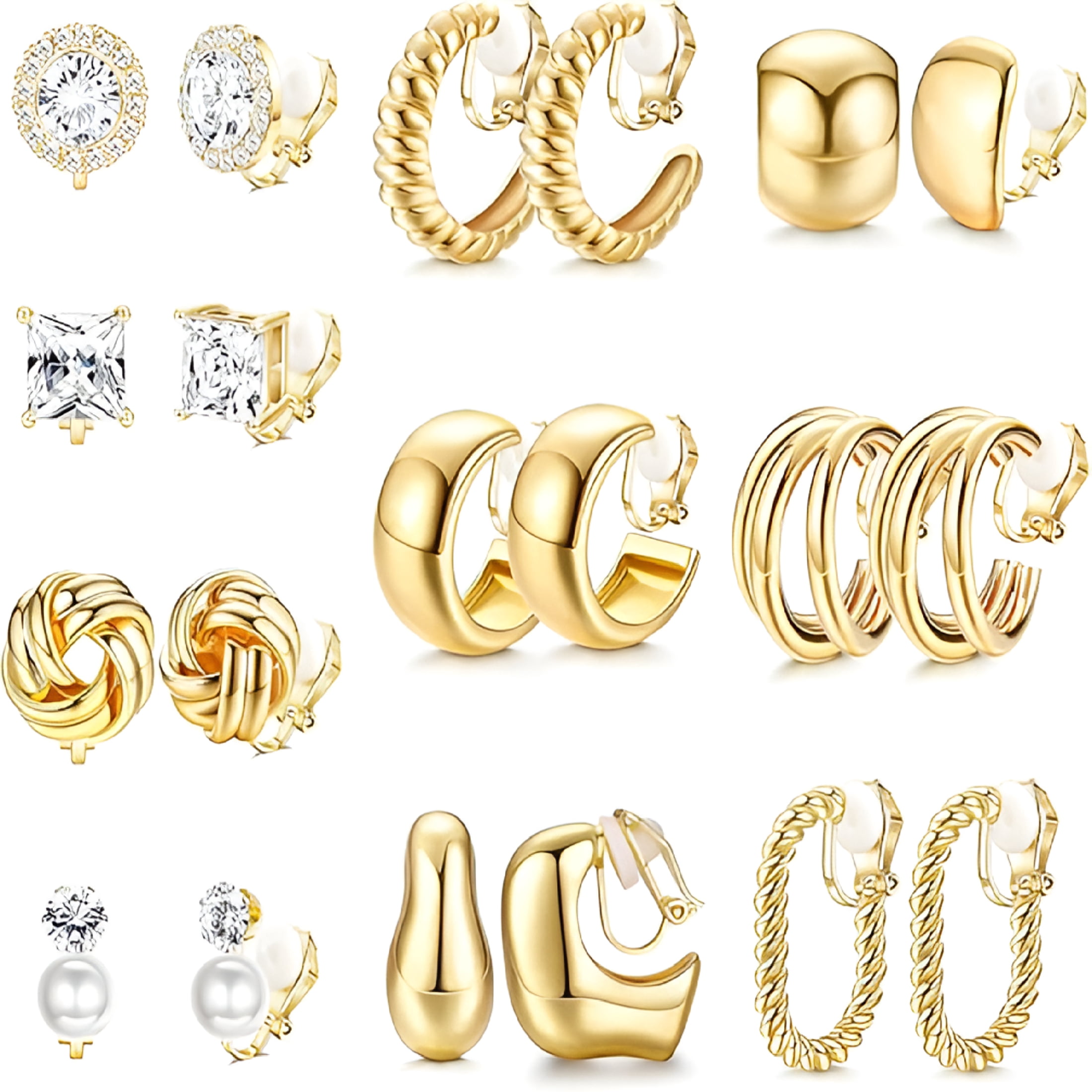DESIGNICE 2026 New 10 Pairs Clip on Earrings for Women Non Pierced Ears ...