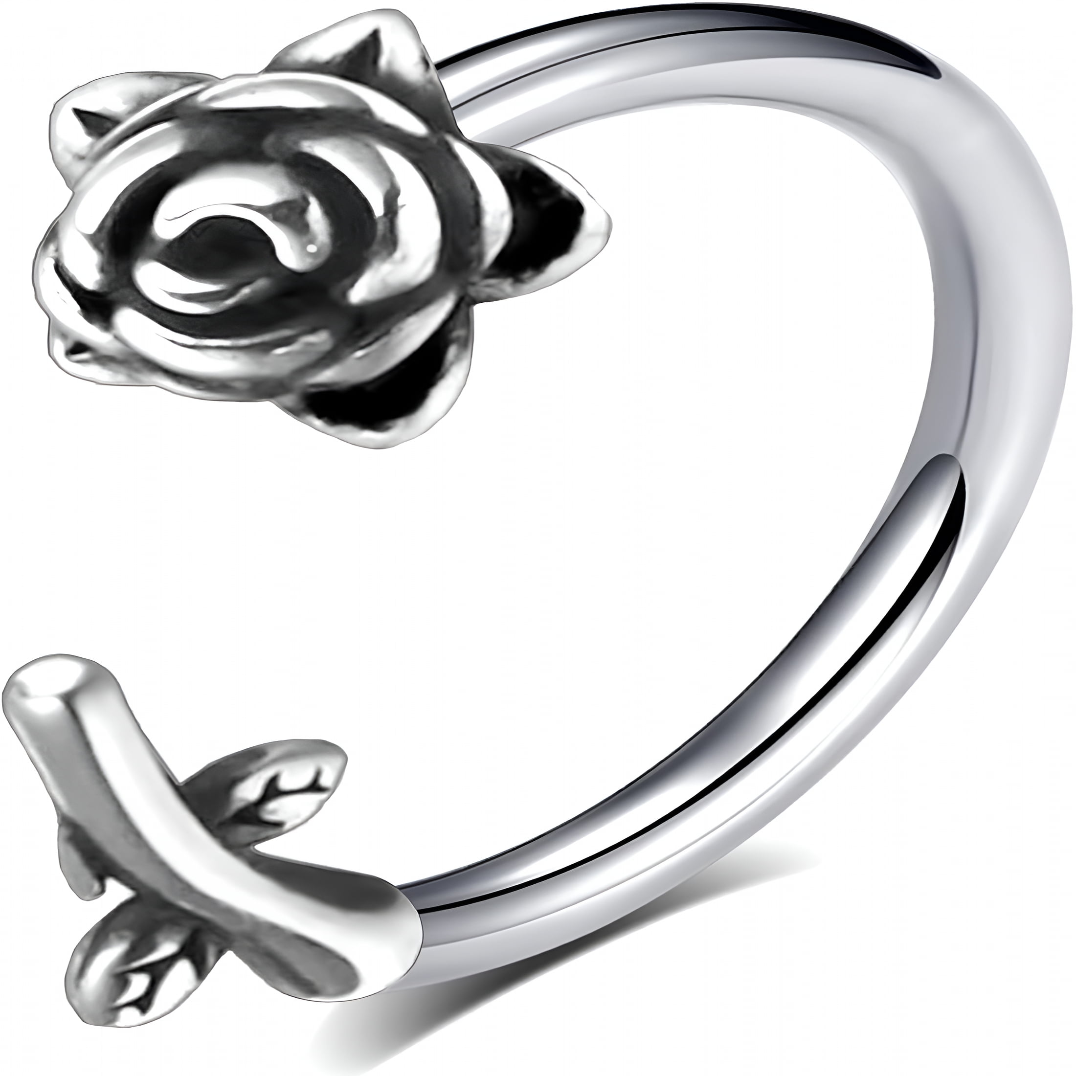 DESIGNICE 2026 New 16G Rose Flower Lip Rings Surgical Steel Snake Bite ...