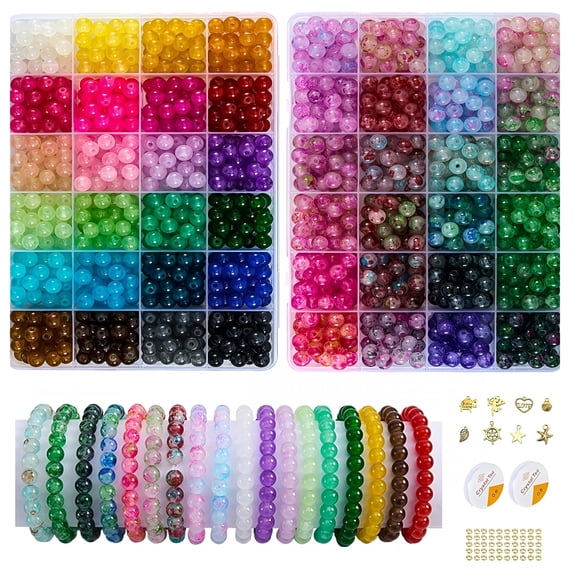 DESIGNICE 2026 New 2 Pack More Than 1300Pcs Round Glass Beads for ...