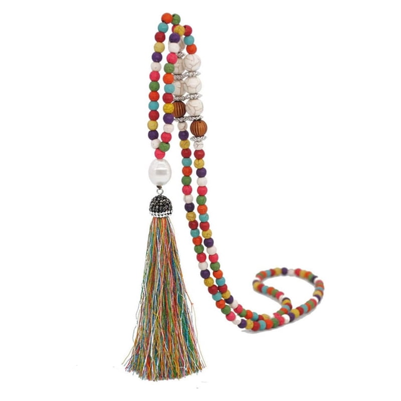 DESIGNICE 2026 New Boho Beads Necklaces Chakra Statement Long Chain ...