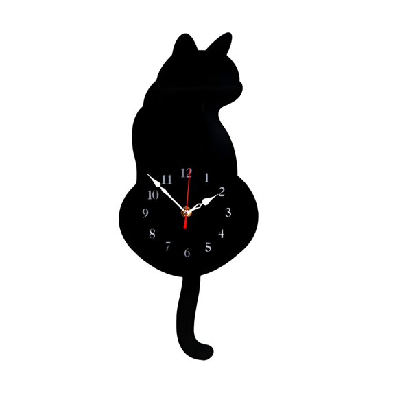 DESIGNICE 2026 New Cute Cat Clock with Moving Tail Silent Wall Clock ...