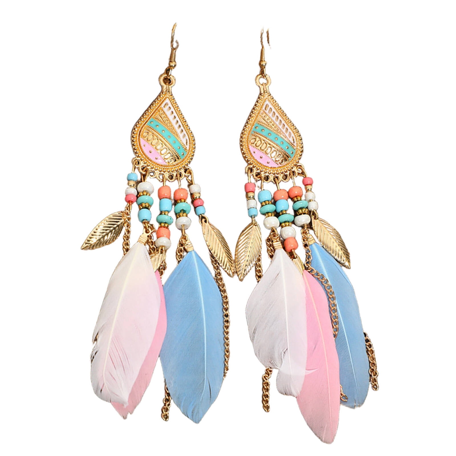 DESIGNICE 2026 New Earrings for Women Feather Tassel Long Earrings Hoop ...