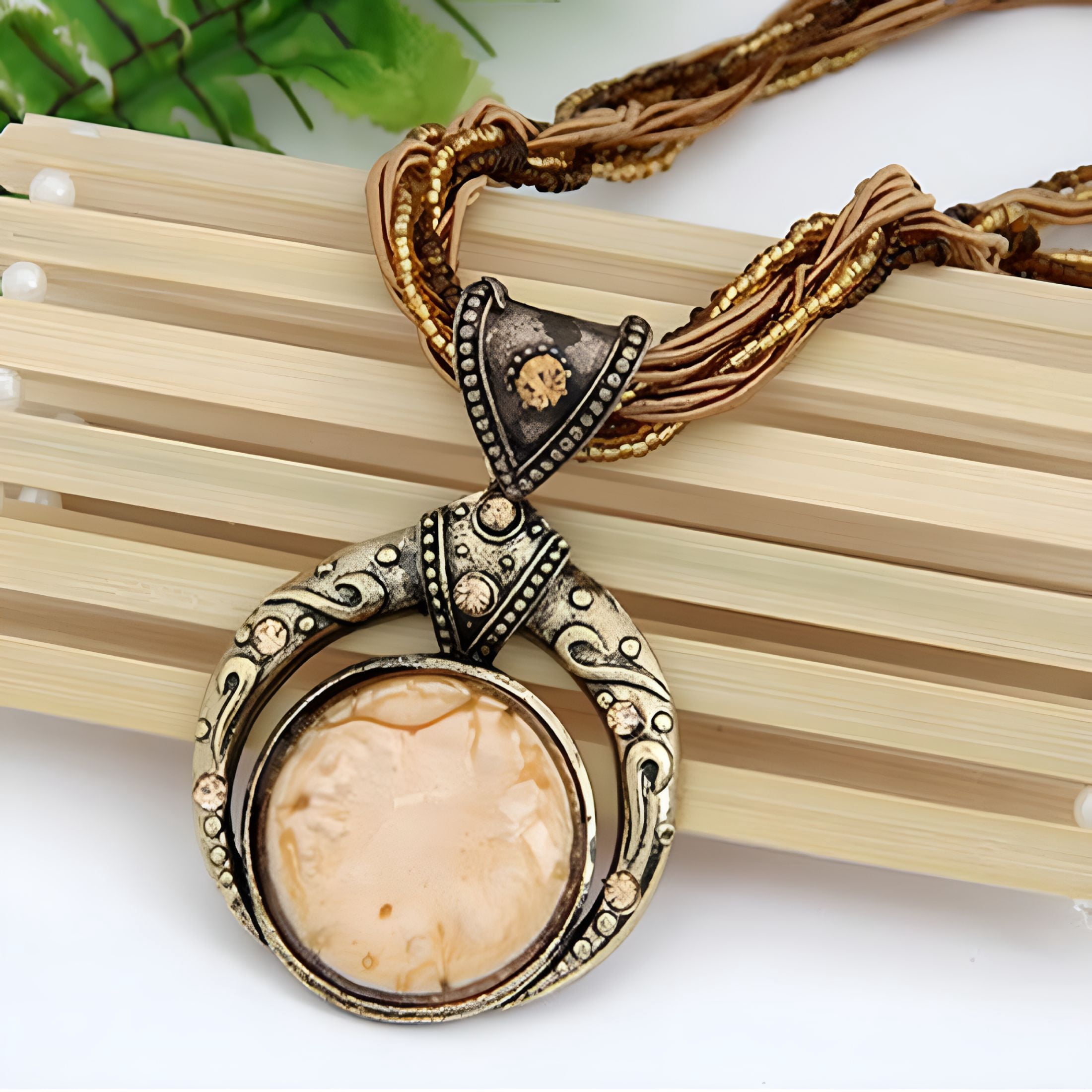 DESIGNICE 2026 New Gold Leather Necklace Long Boho Layered Necklace ...