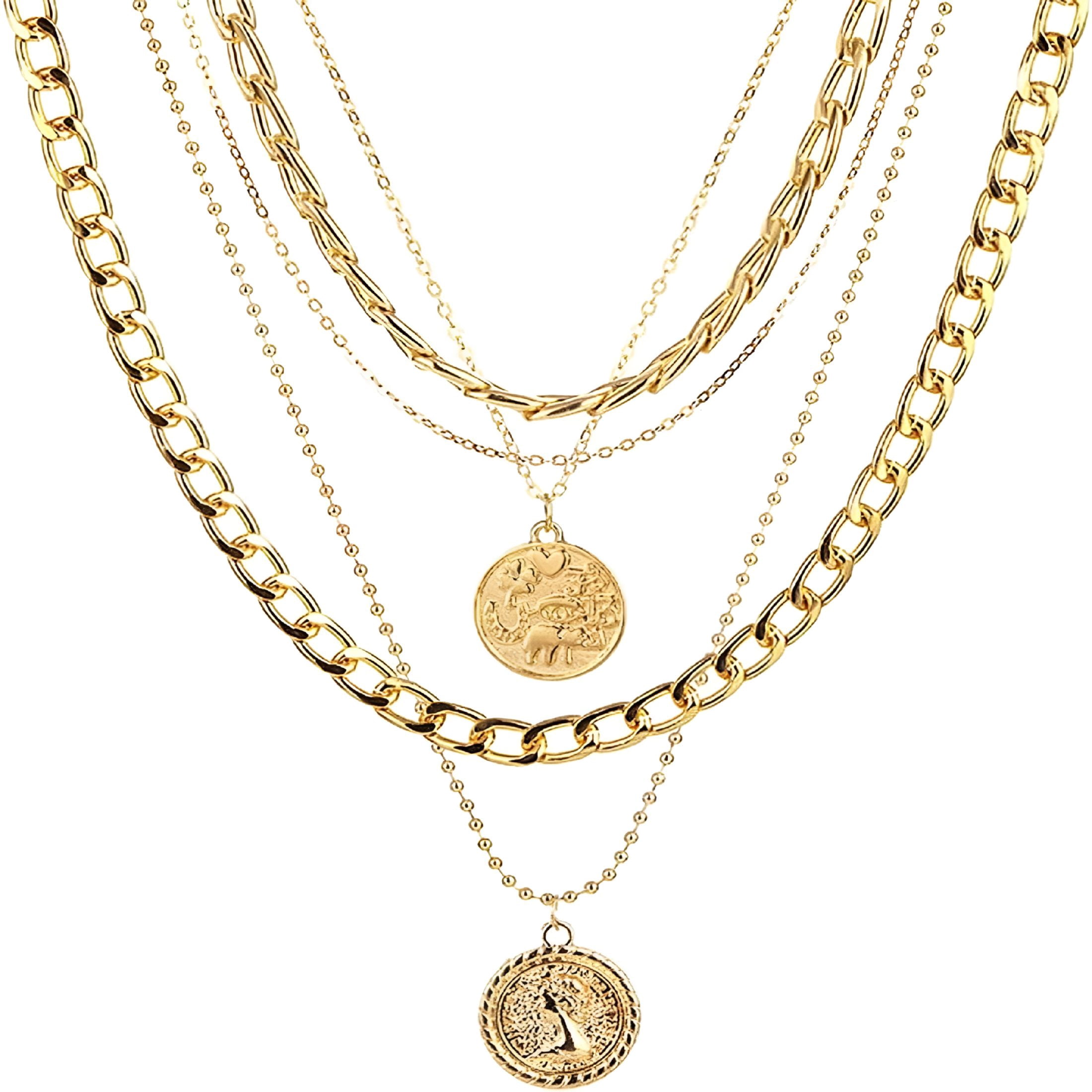 DESIGNICE 2026 New Layered Gold Pirate Necklace for Women, Chunky Chain ...