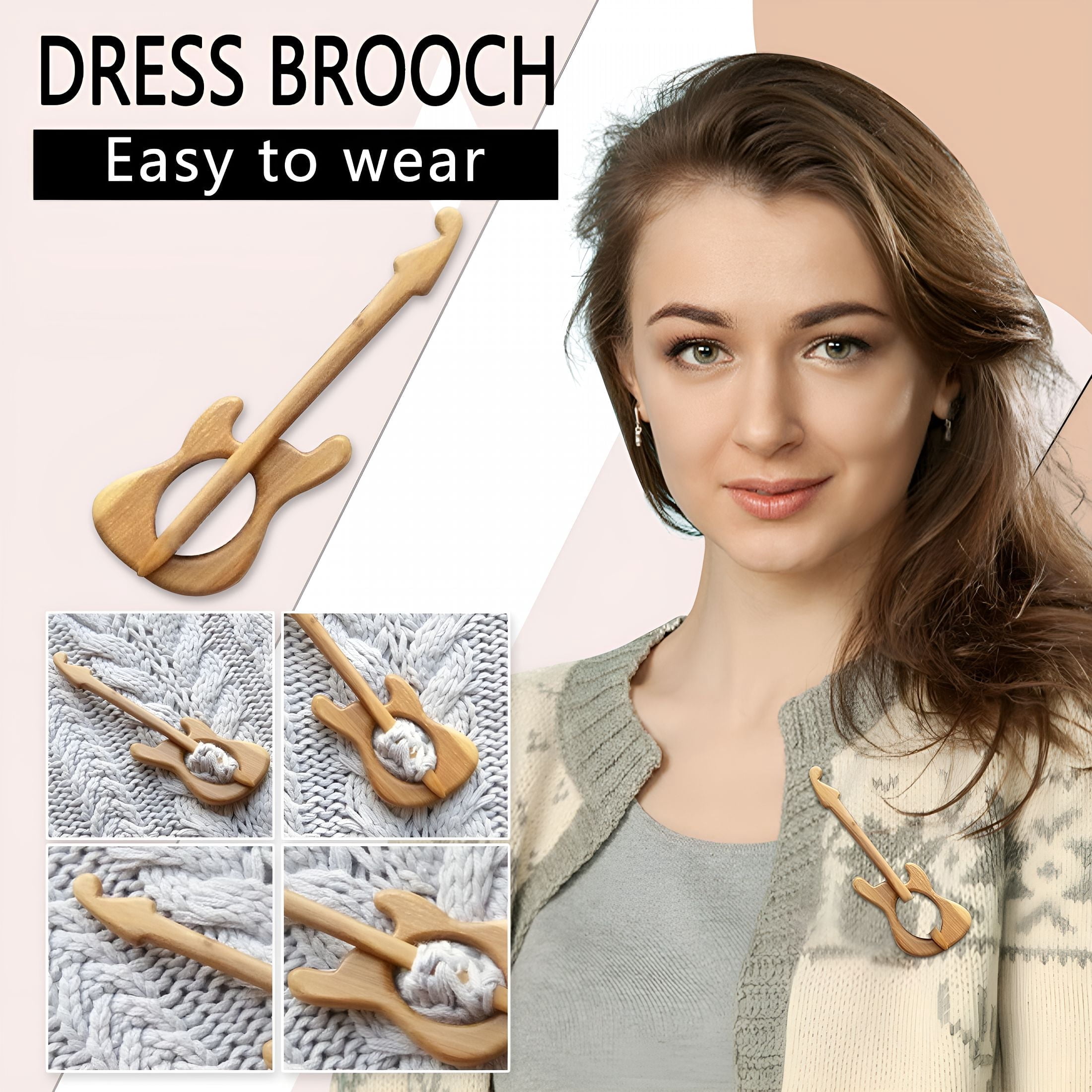 DESIGNICE 2026 New Wooden Guitar Shawl Pin Shawl Stick Sweater Clips ...