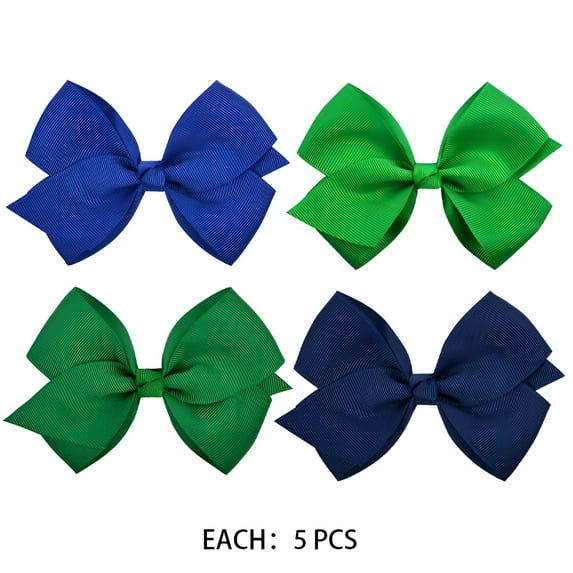 DESIGNICE 20Pcs Hair Bows,4.5" Hair Clips,Solid Color Ribbing Toddler ...