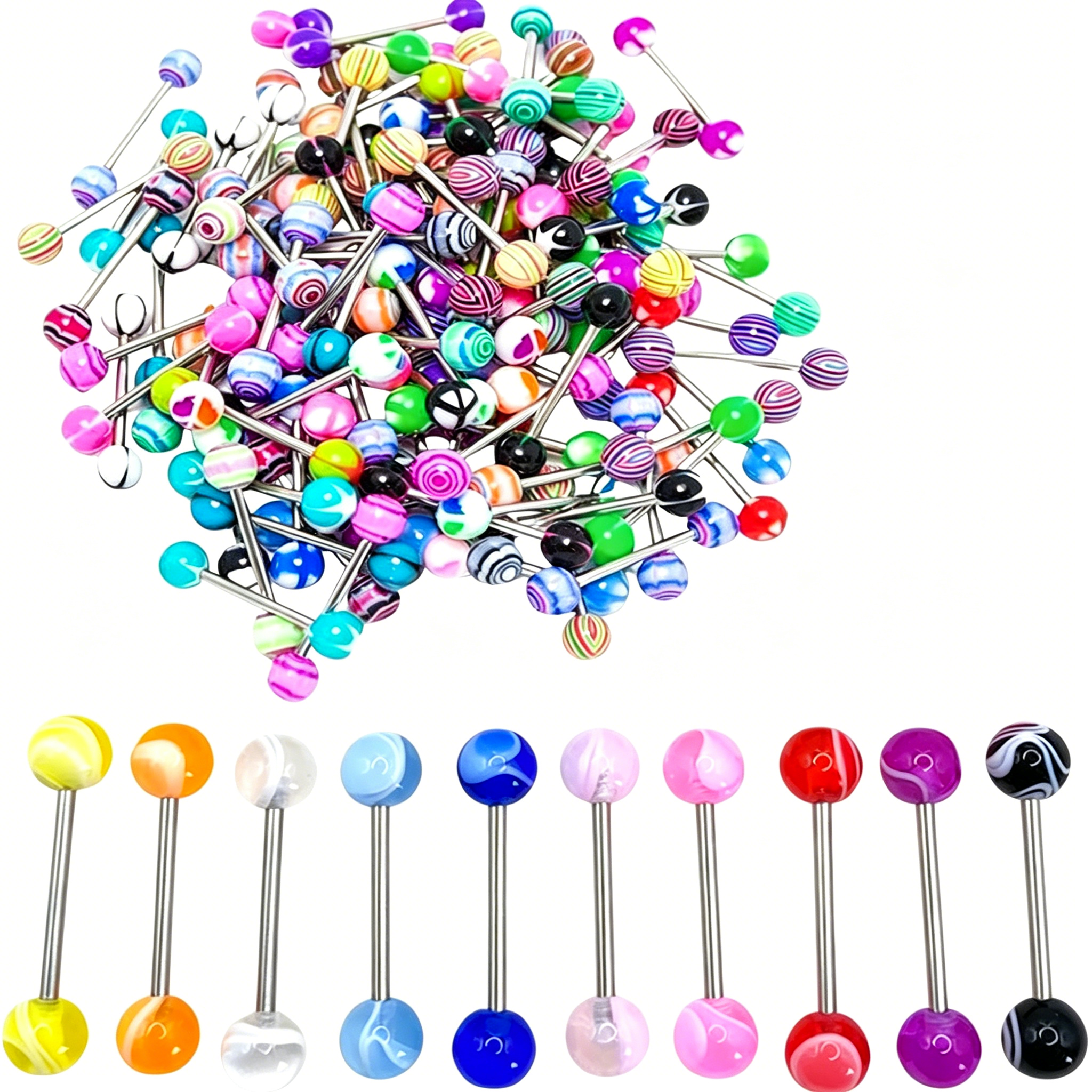 DESIGNICE 20Pcs Disposable Tongue Ring,Colorful Women Tongue Ring Bar ...