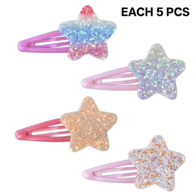 DESIGNICE 20Pcs Stars Hair Clips,Shiny Detail Cute Hair Clips,Firm ...