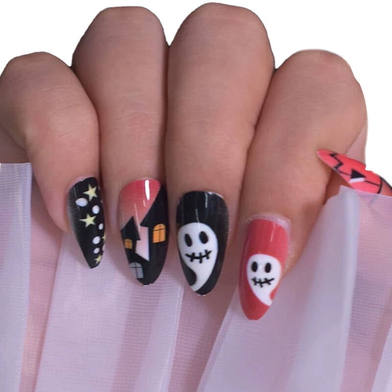 DESIGNICE 25Pcs Fake Nails Horror Theme Nails Press Ons,Enhanced Nail Visuals Long-Lasting ...
