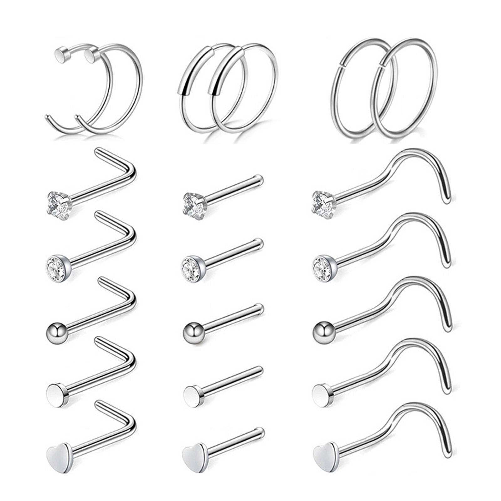 DESIGNICE 2Nose Piercings,Versatile Nose Studs,Sparkling Rhinestone ...