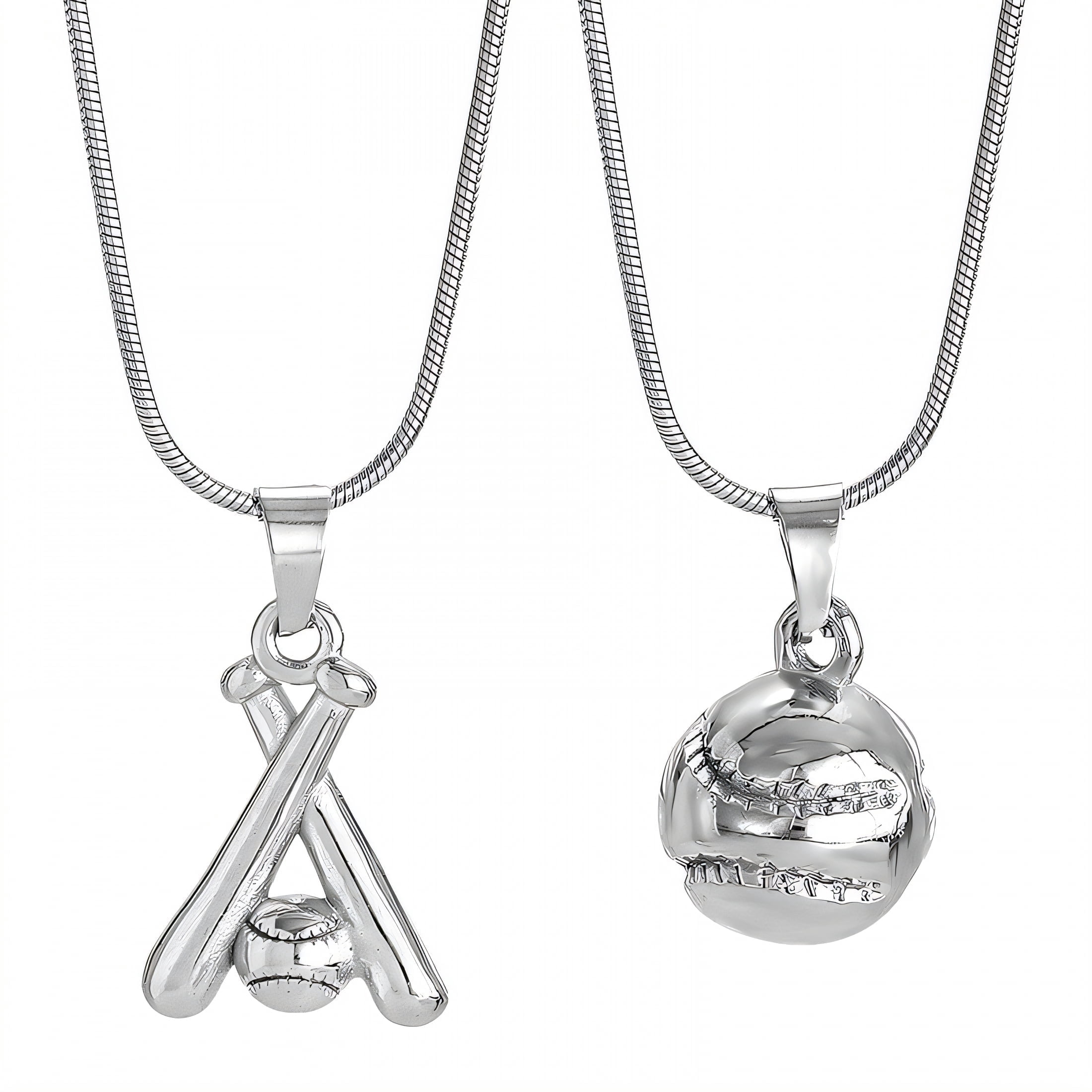 DESIGNICE 2Pcs Baseball Necklace Silver Plating Crossed Baseball Bats ...